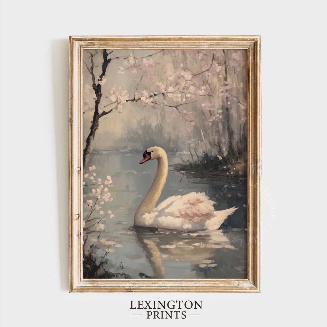 Moody White Swan Art Print, Vintage Wall Art, Spring Decor Romantic ...