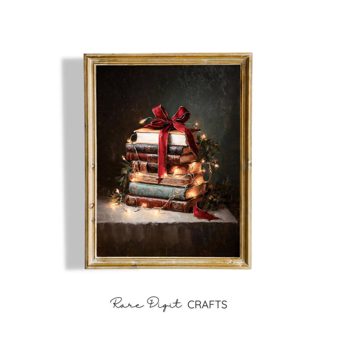 Moody Winter Book Stack Poster Vintage Wall Art UNFRAMED Poster, 12x18 ...