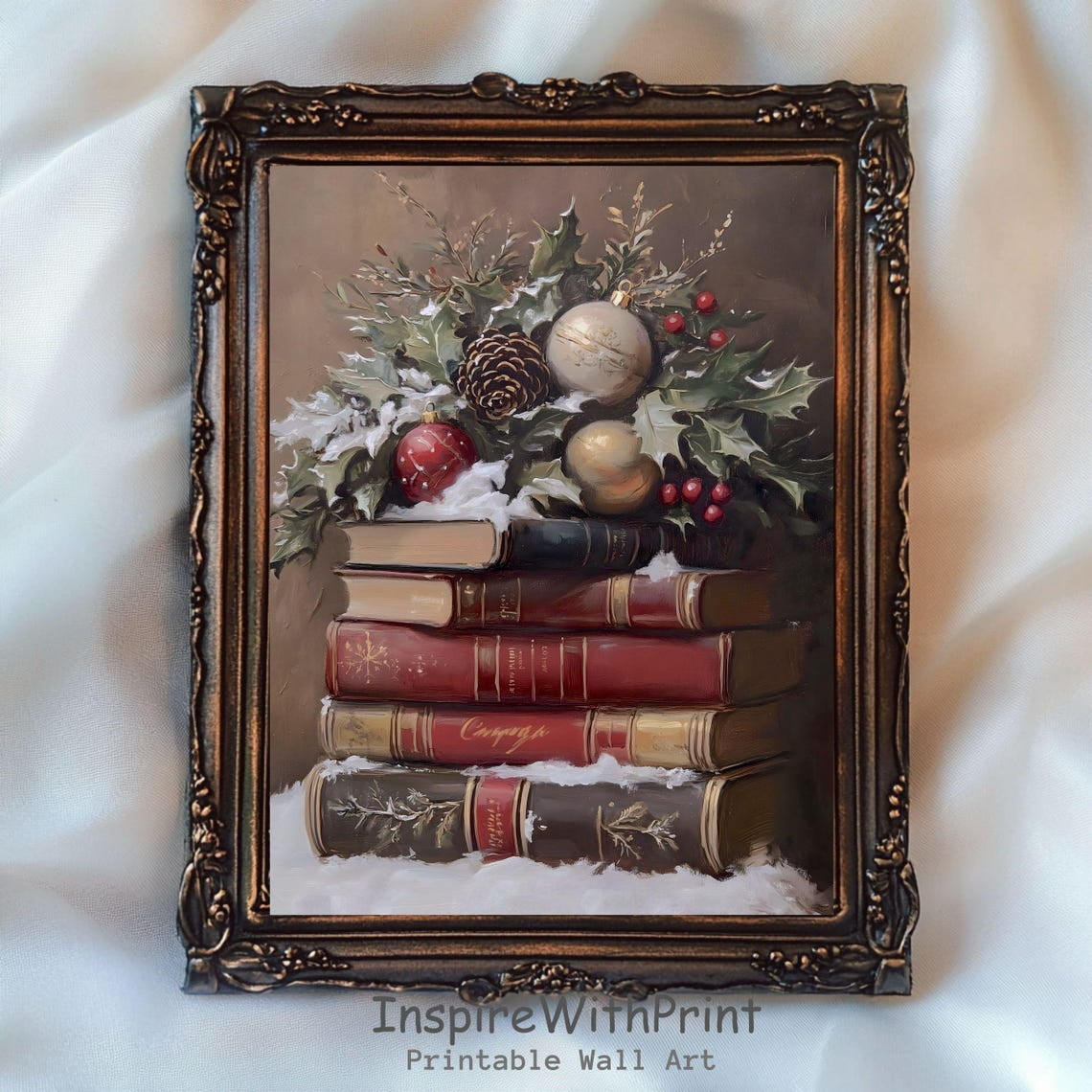 Moody Winter Book Stack Print, Cozy Winter Art, Vintage Winter Books ...