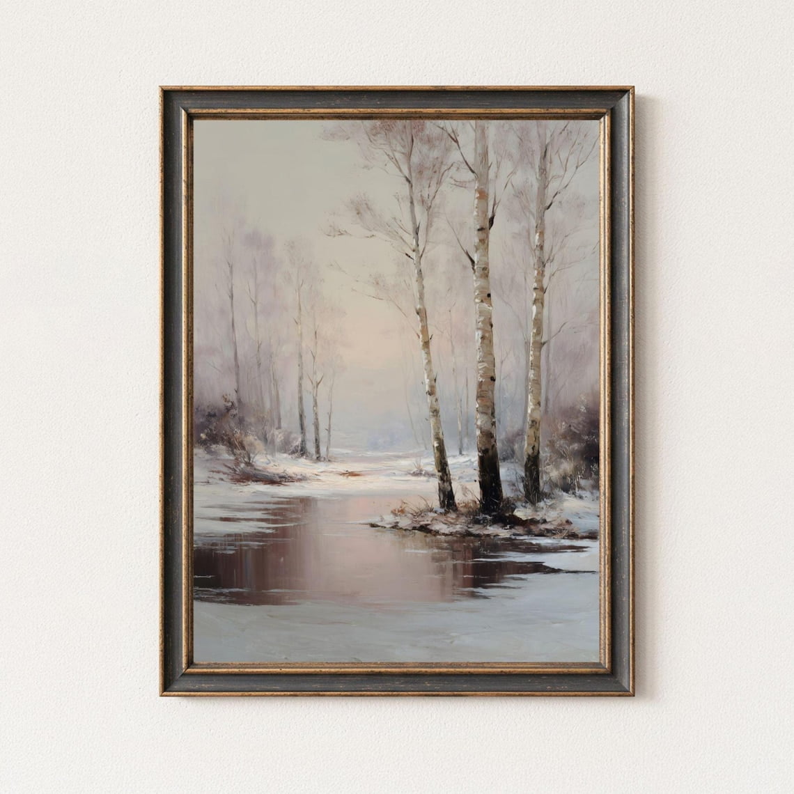 Moody Winter Scene Printable, Vintage Landscape Art, Rustic Snowy ...
