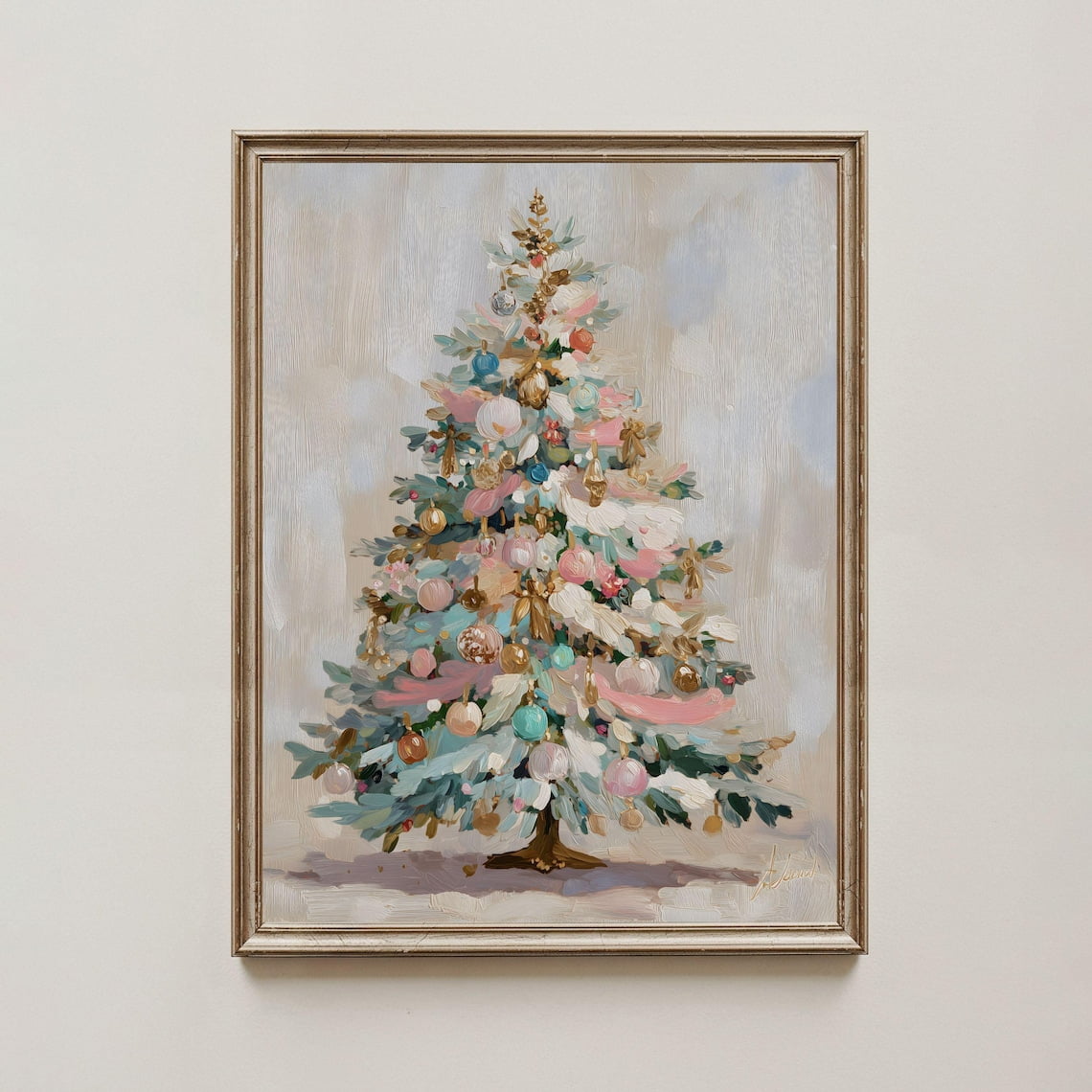 Moody Winter Tree Wall Art Poster Festive Decor With Pastel Chris Mas ...