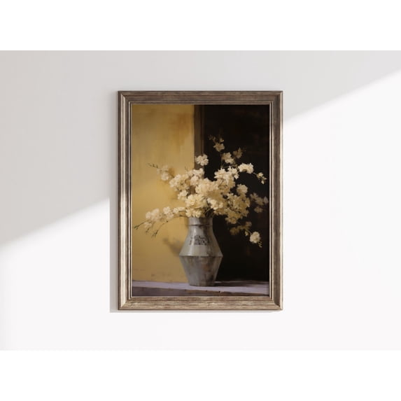 Moody Yellow Floral Dark Academia Wall Art, Unframed Paper Print Size ...