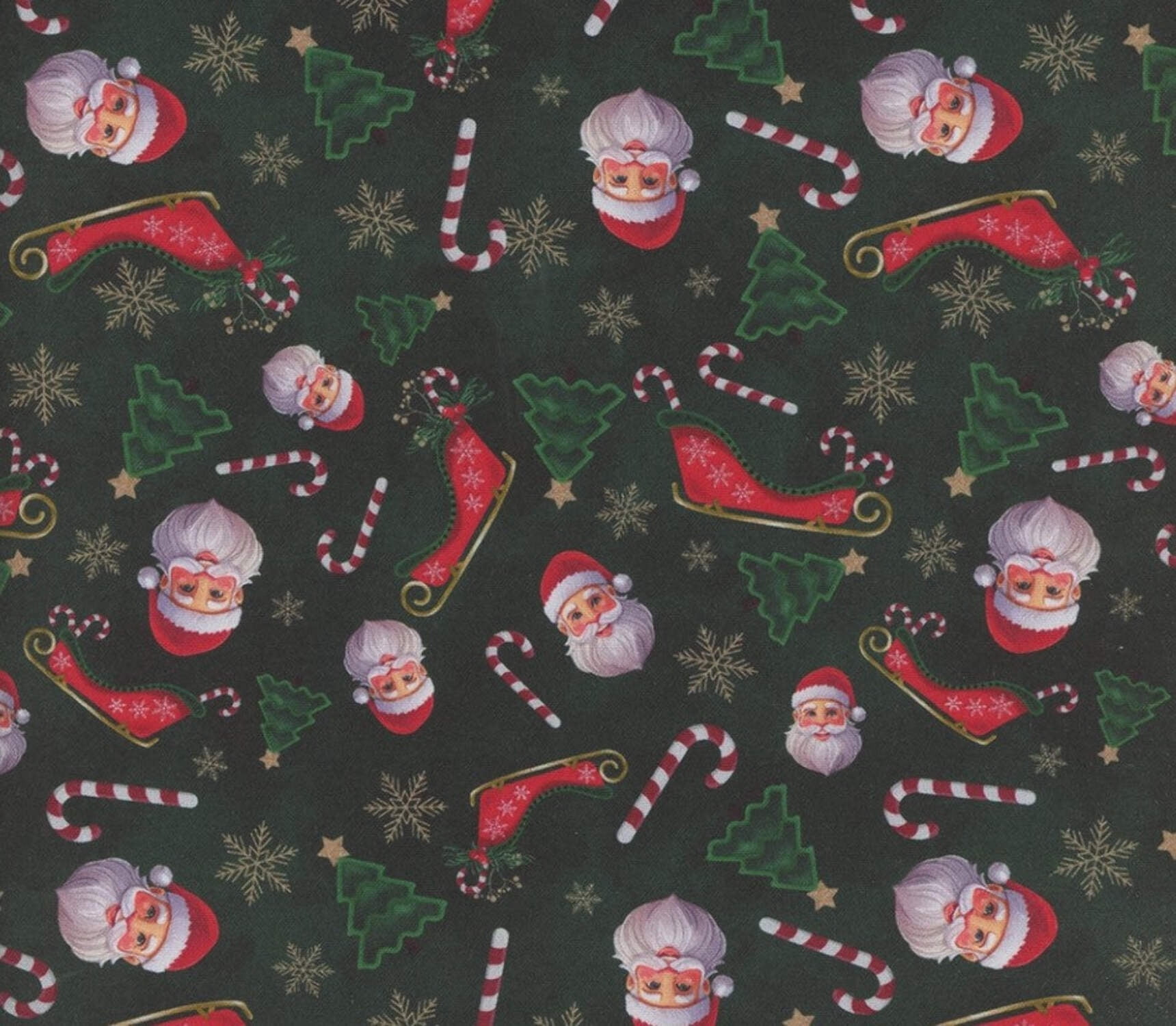 Mook Fabrics Christmas Deck The Halls Santa's Sleigh Forest 100% Cotton Price per yard - Walmart.com