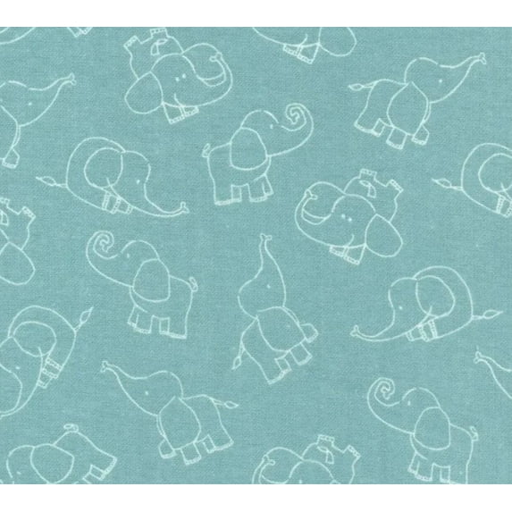 Mook Fabrics Flannel Elephant Playing Green Baby 100% Cotton Price per ...
