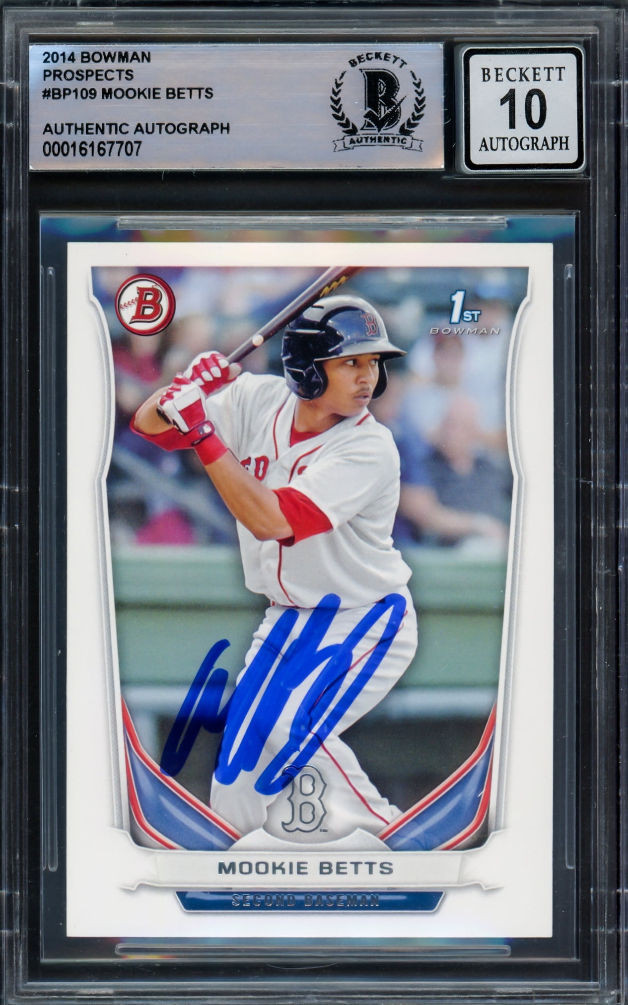 Mookie Betts Autographed 2014 Bowman Prospects Rookie Card #BP109 ...