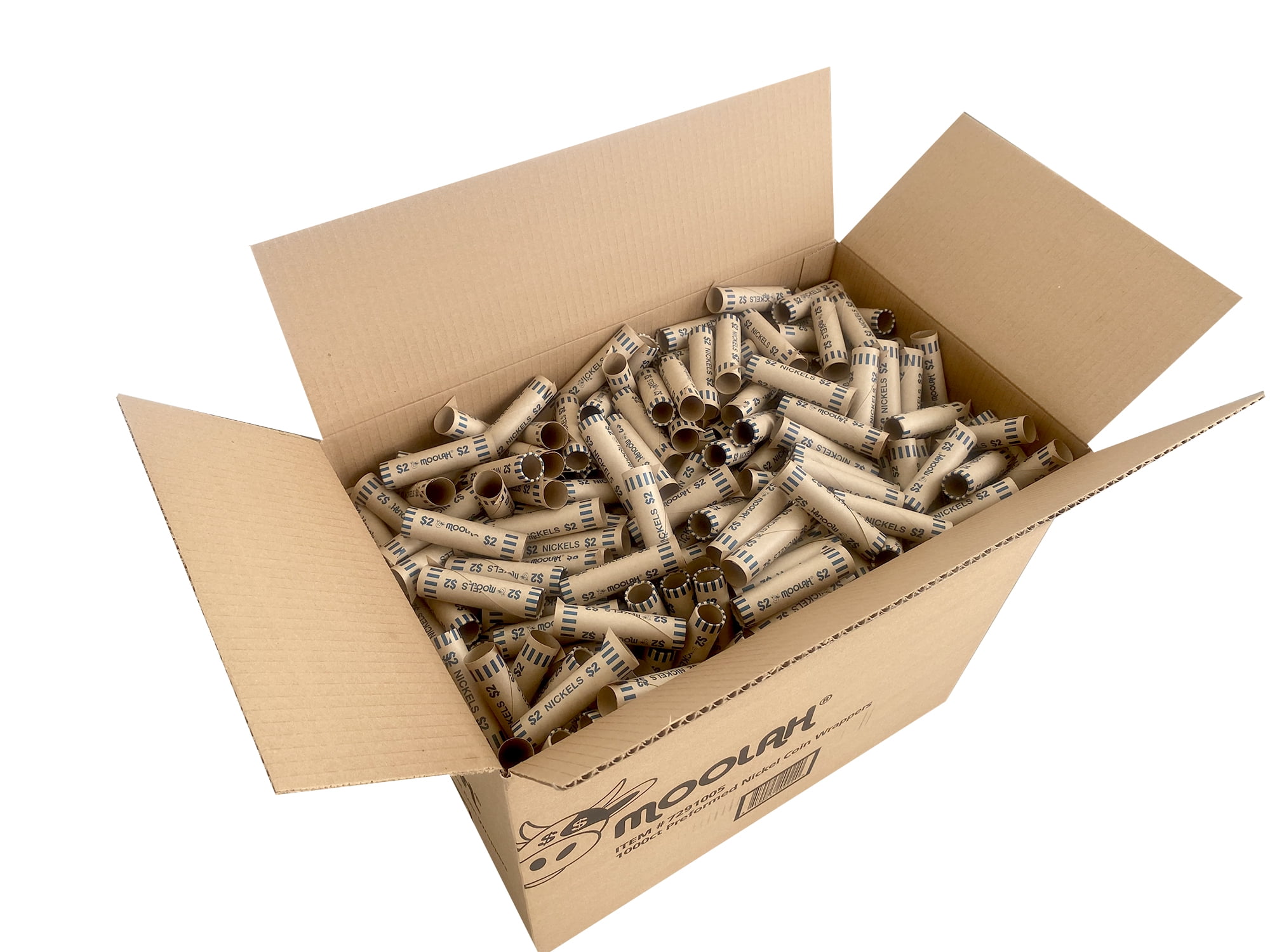 Moolah Preformed Nickel Paper Coin Wrappers, 1000 Count (Blue/Brown ...