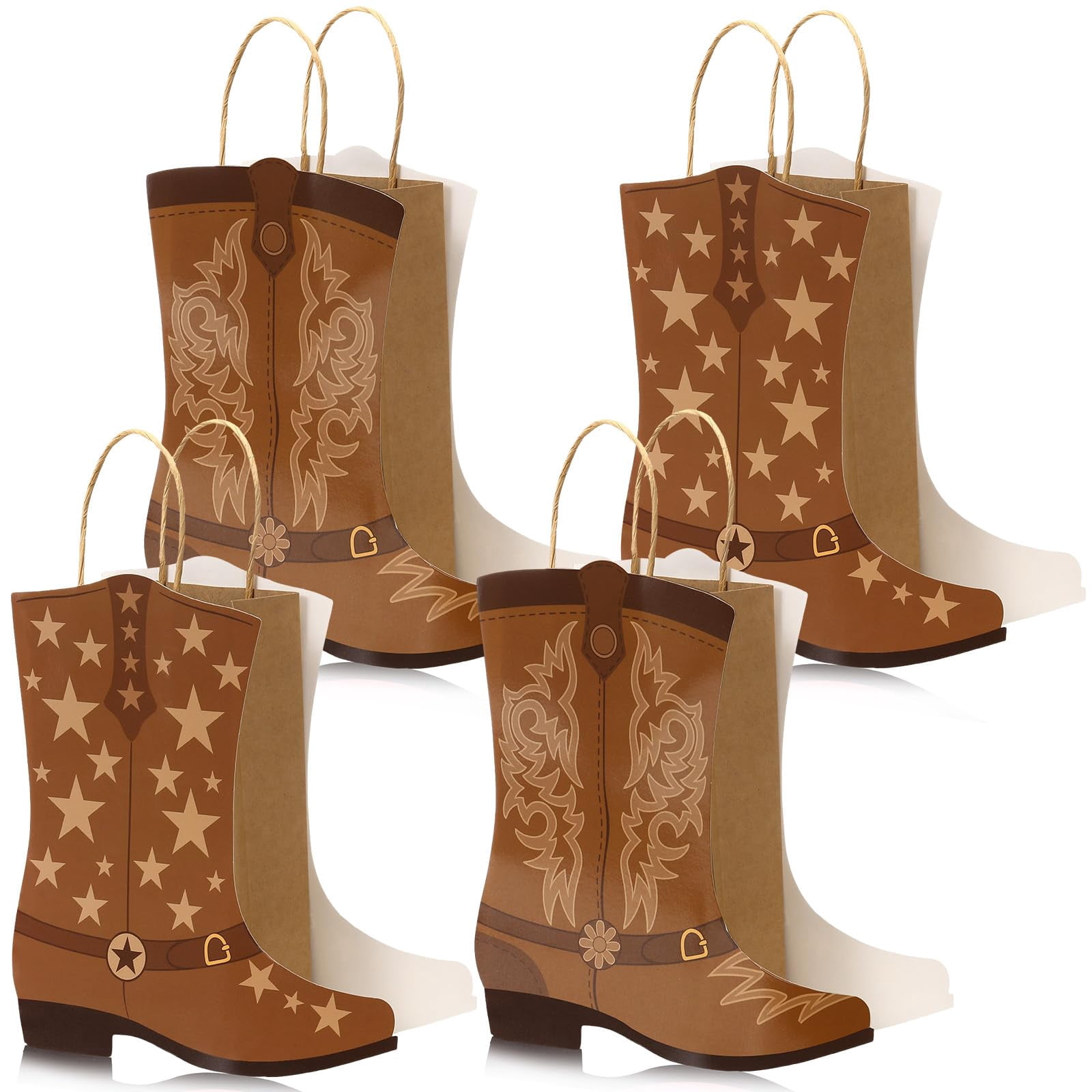 Mooliwe 16 Pcs Cowboy Cowgirl Boots AIS1 Paper Bags Western Theme Party ...