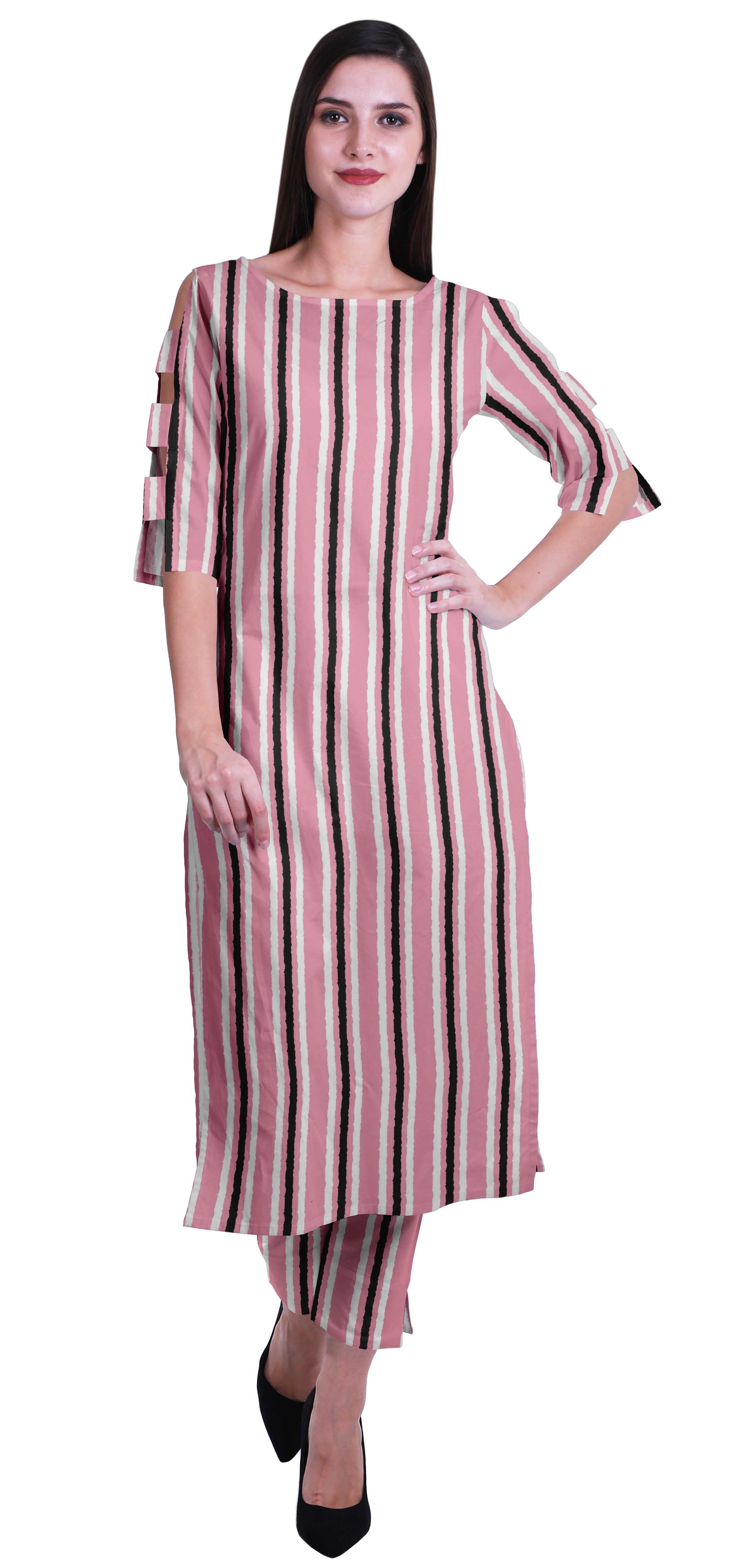Moomaya 2-Piece Womens Cotton Printed Kurta Pant Set Indian Dress ...