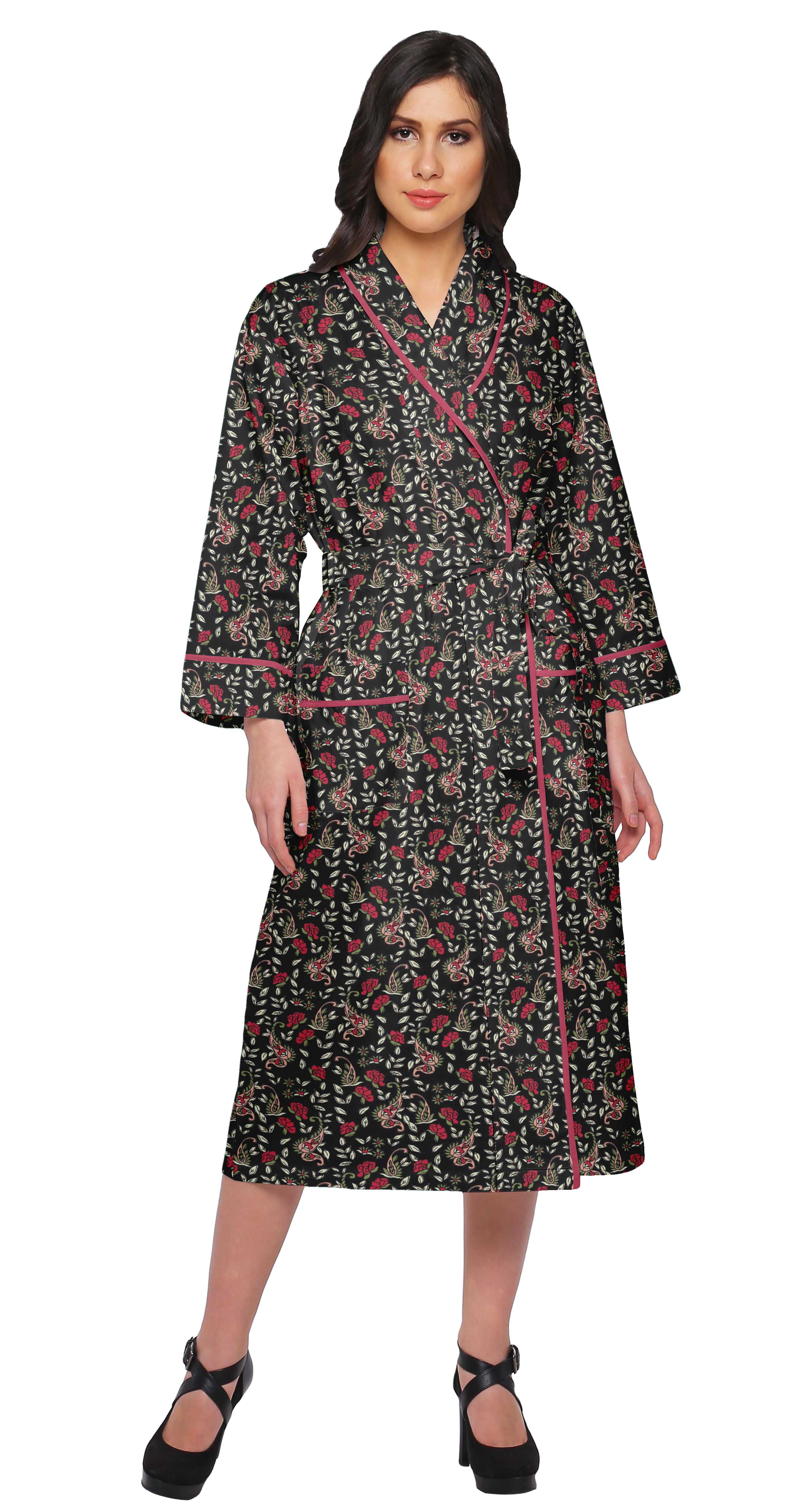 Moomaya Cotton Robe Women Long Printed Cotton Crossover Summer ...