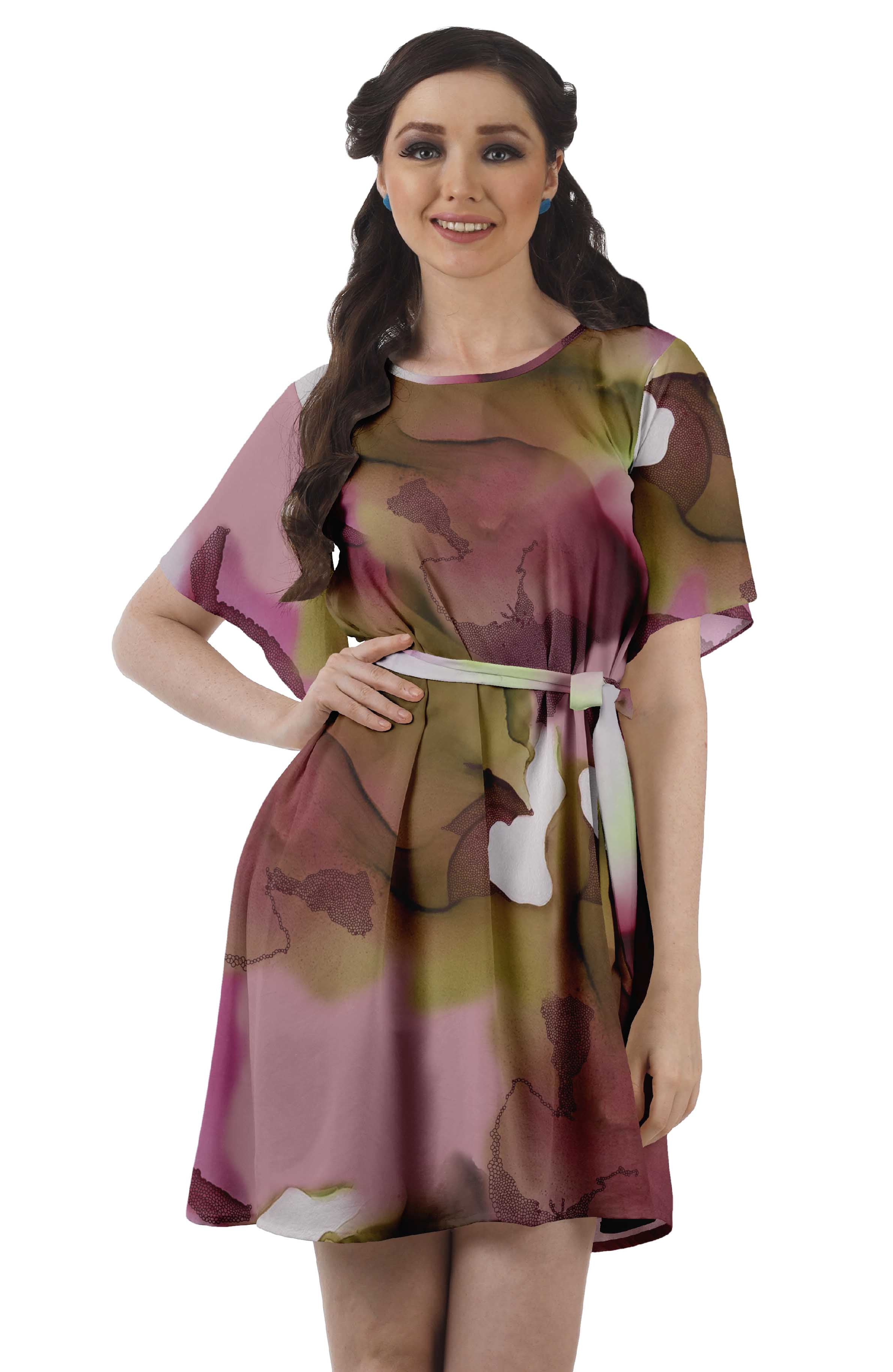Moomaya Drawstring Belt A-Line Short Tunic Dress Sundresses Women ...