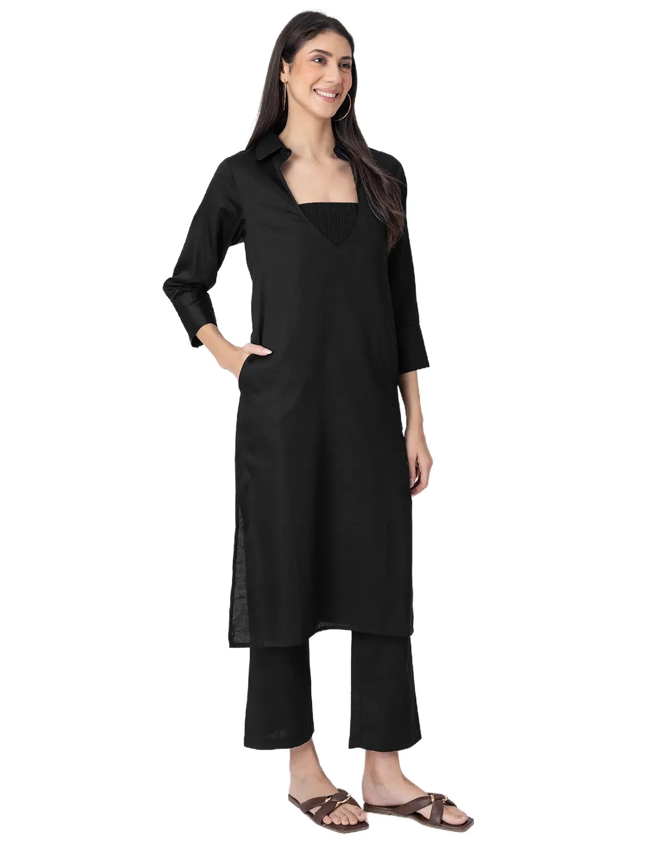 Moomaya Exclusive, Stylish 3-Pc Indo-Western Kurta & Pants Set ...