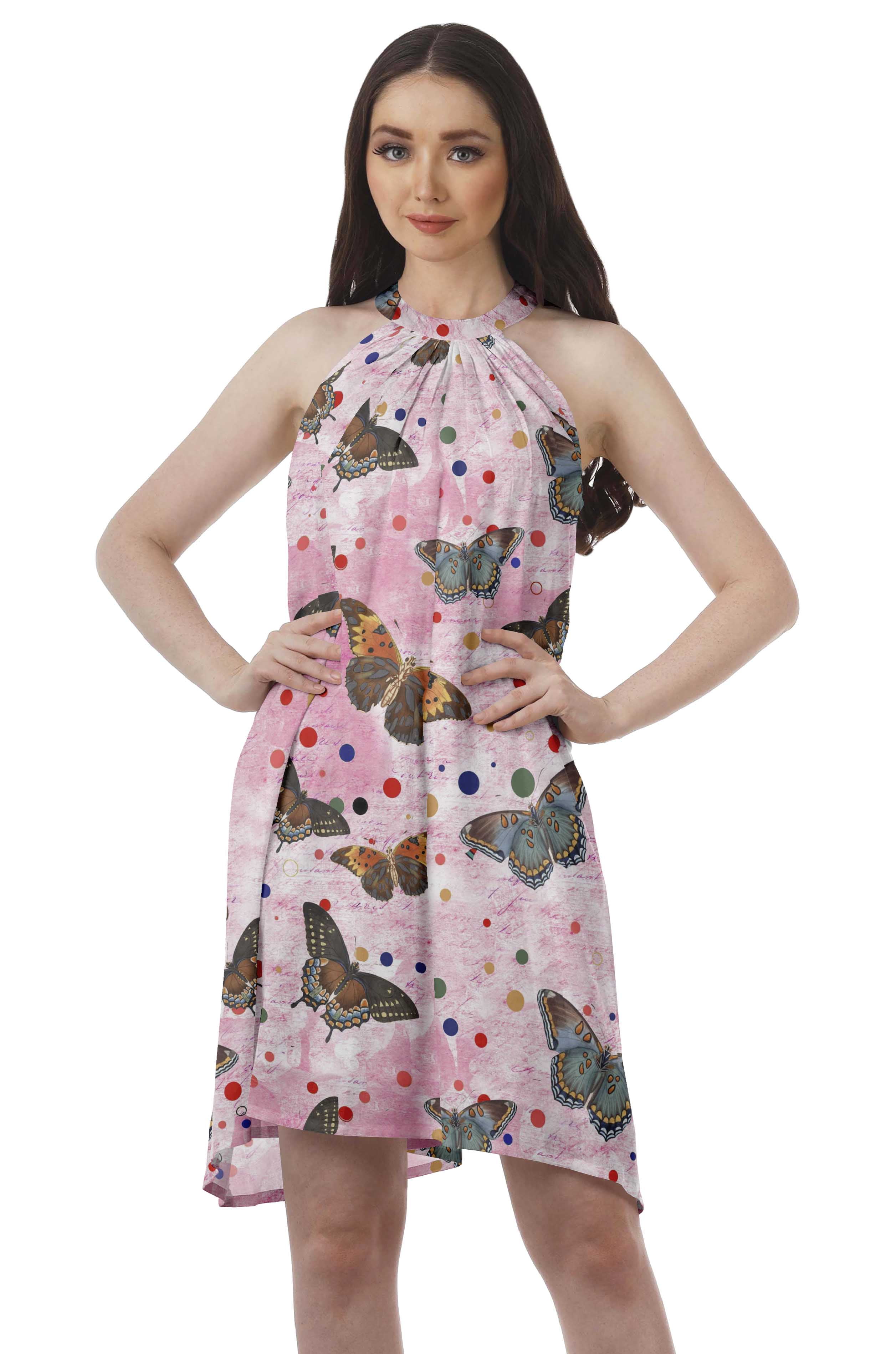 Moomaya Halter Neck Plus Size Tunic Rayon Sleeveless Tank Top Mini T ...