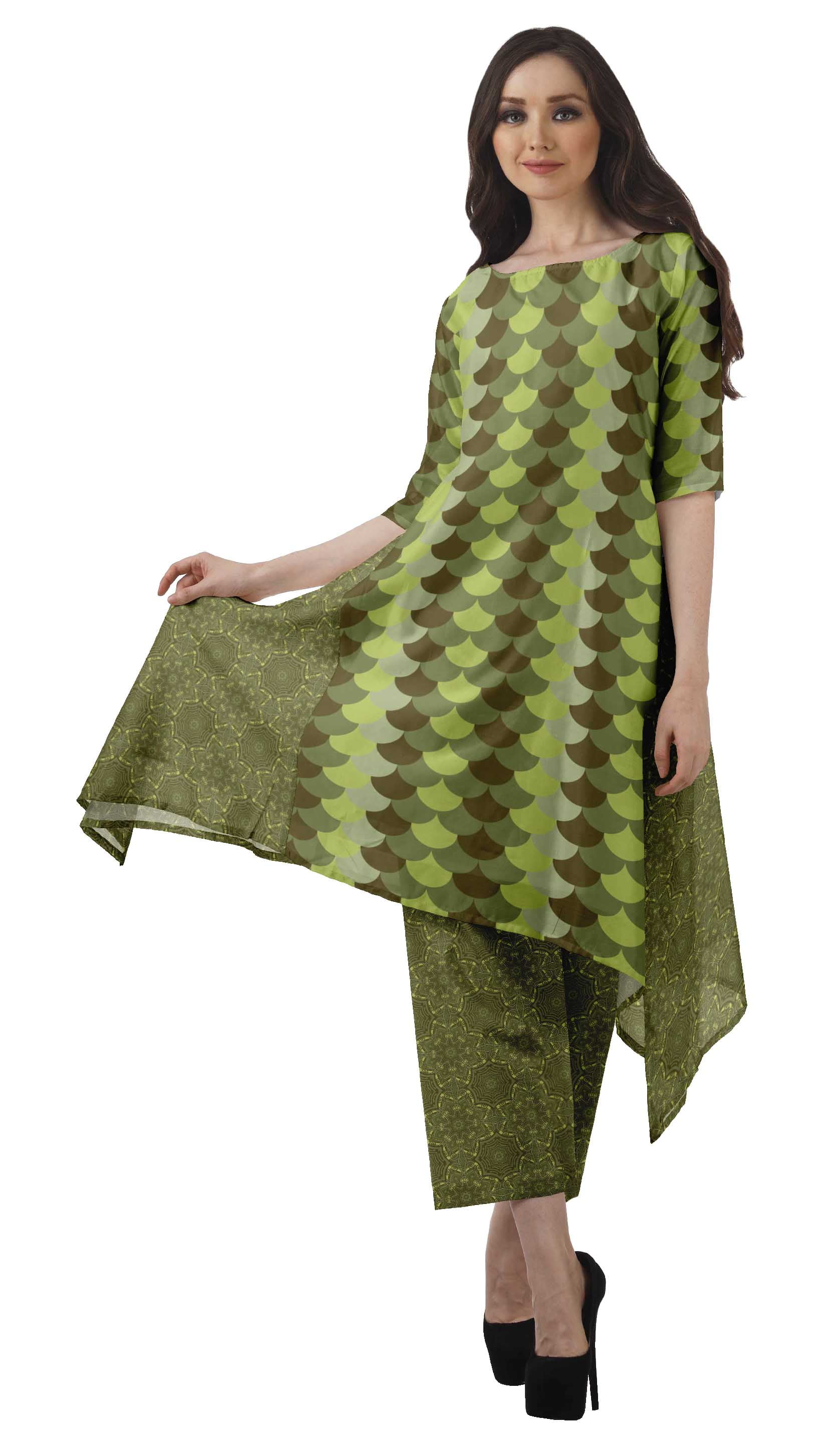 Moomaya Indian Tunic Printed Kurti Kurta Set Women Asymmetric Kurti ...