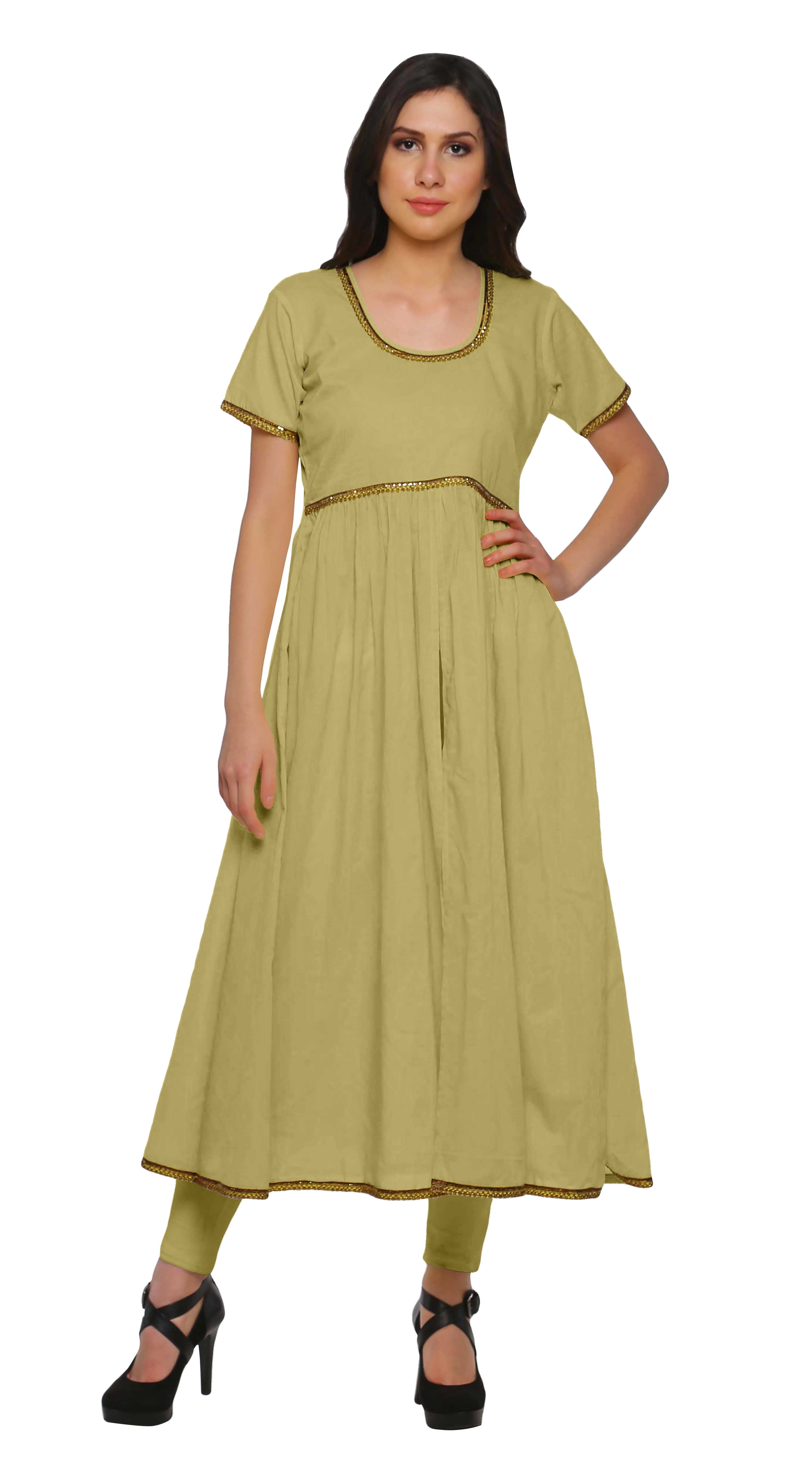 Moomaya Indian Women Cotton Front Slit Kurtis Solid Bollywood Designer ...