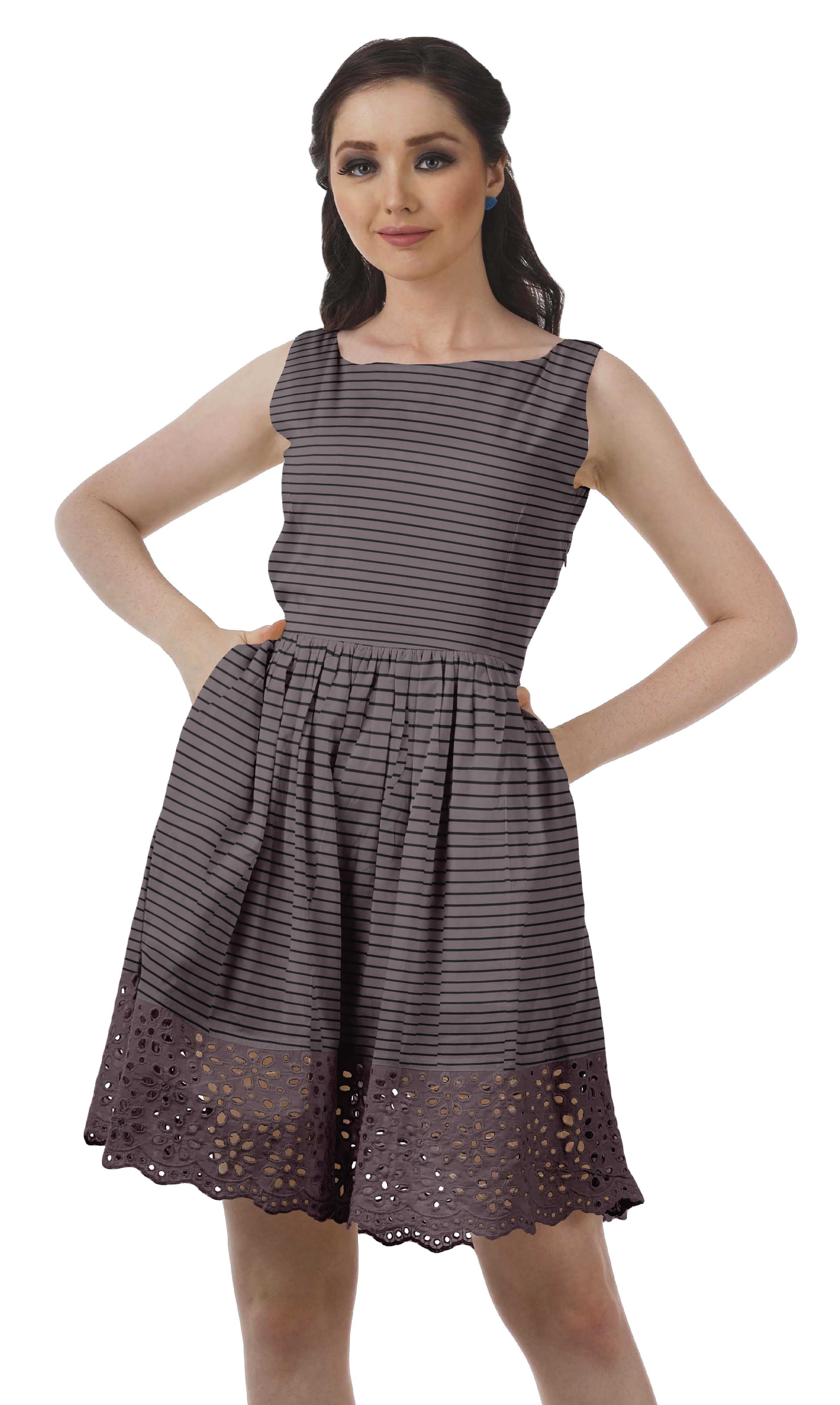 Moomaya Lace Cocktail Mini Dress Cotton Printed Casual Pouf Dress With ...
