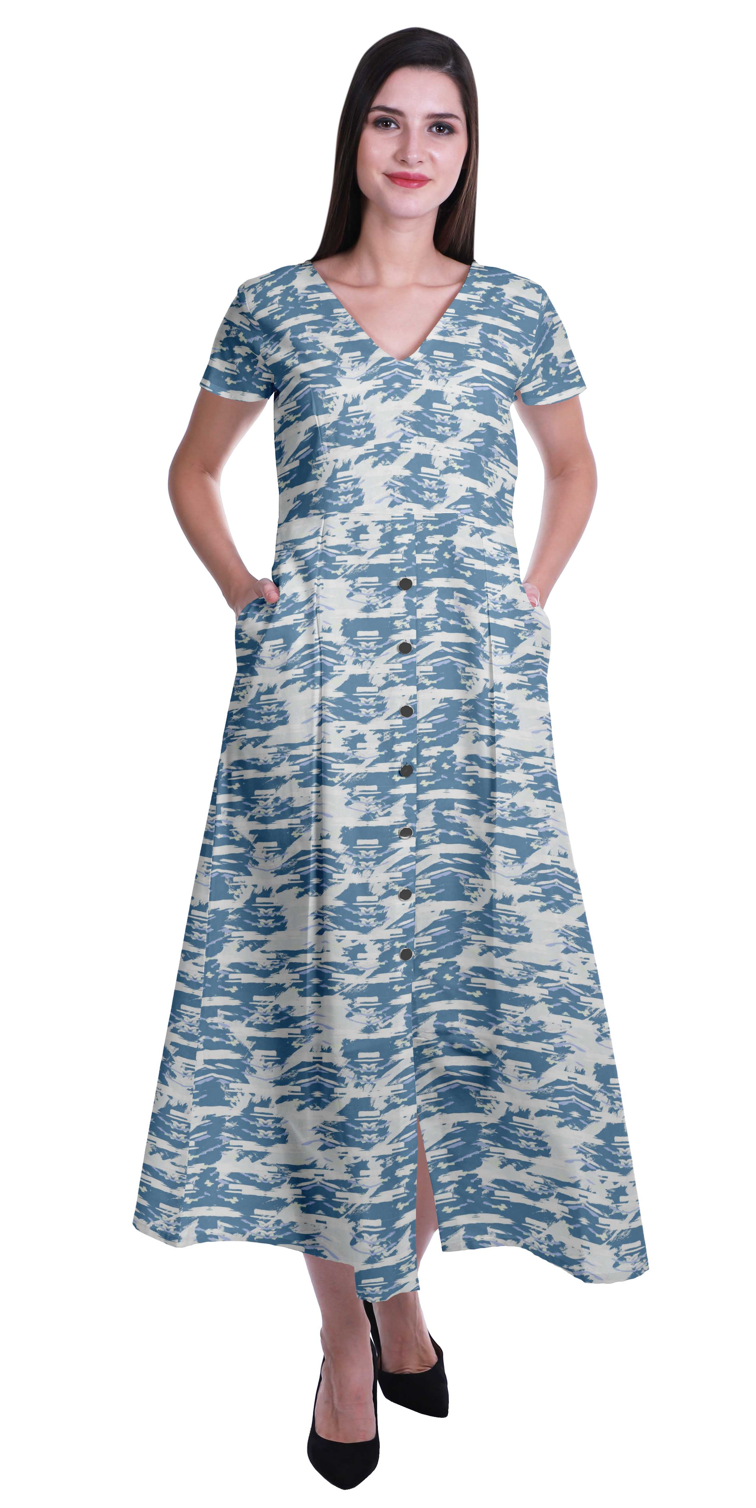 Moomaya Long Maxi Dress For Womens Short Sleeve Formal/Casual Dress ...