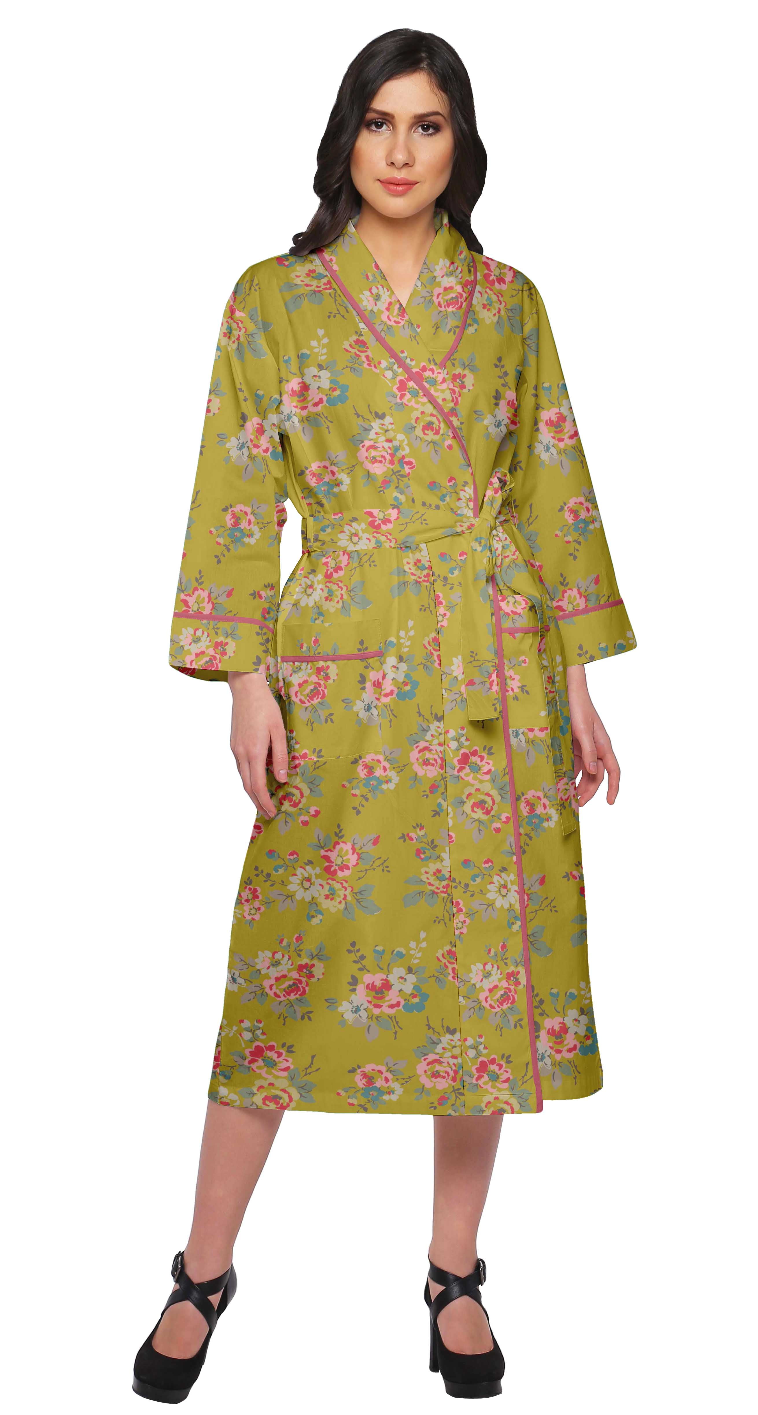 Moomaya Printed Bath Robe Girls Sleepwear Cotton Long Nightwear ...