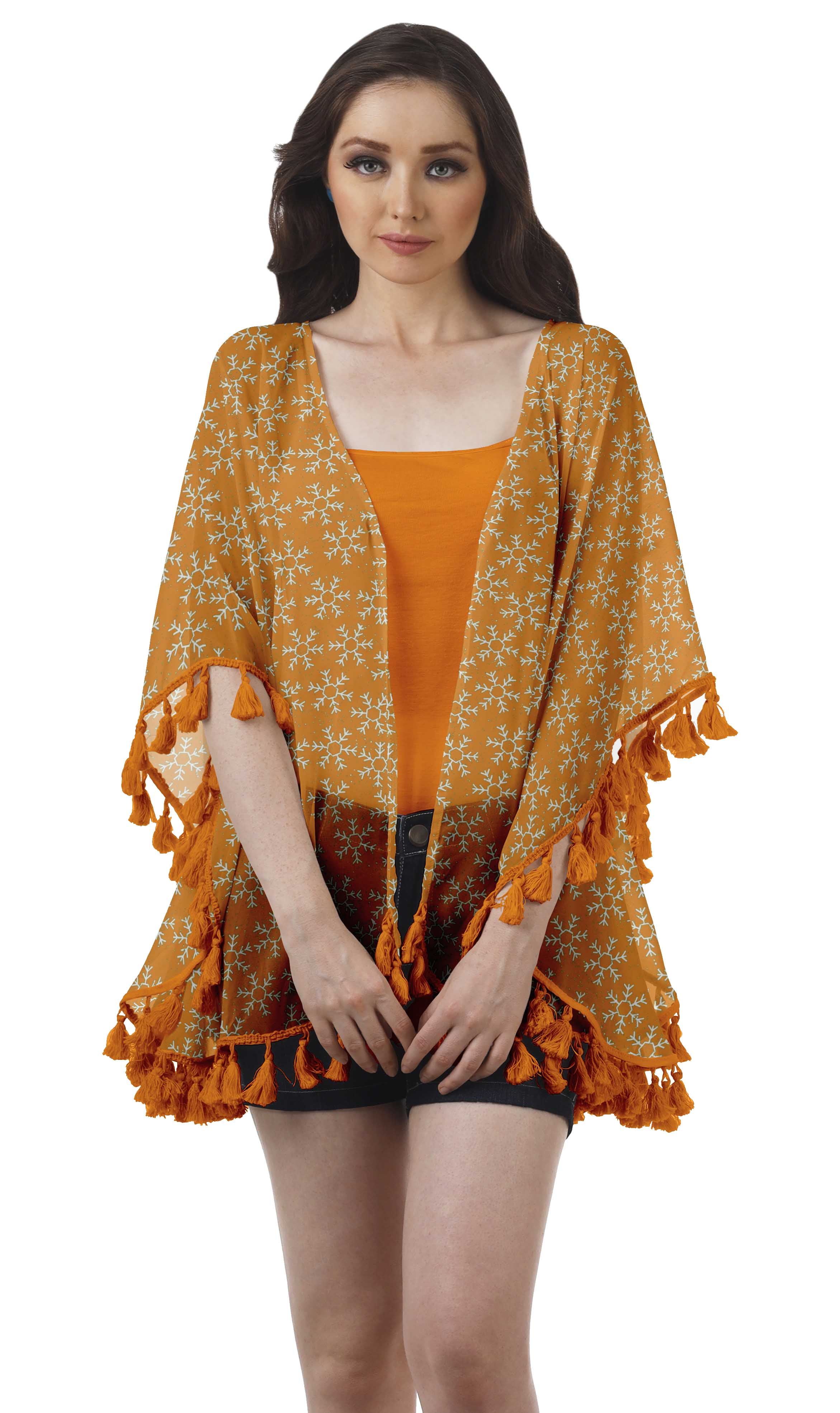 Moomaya Printed Beach Clothes For Women Tassel Shrug Swim Cover Up ...
