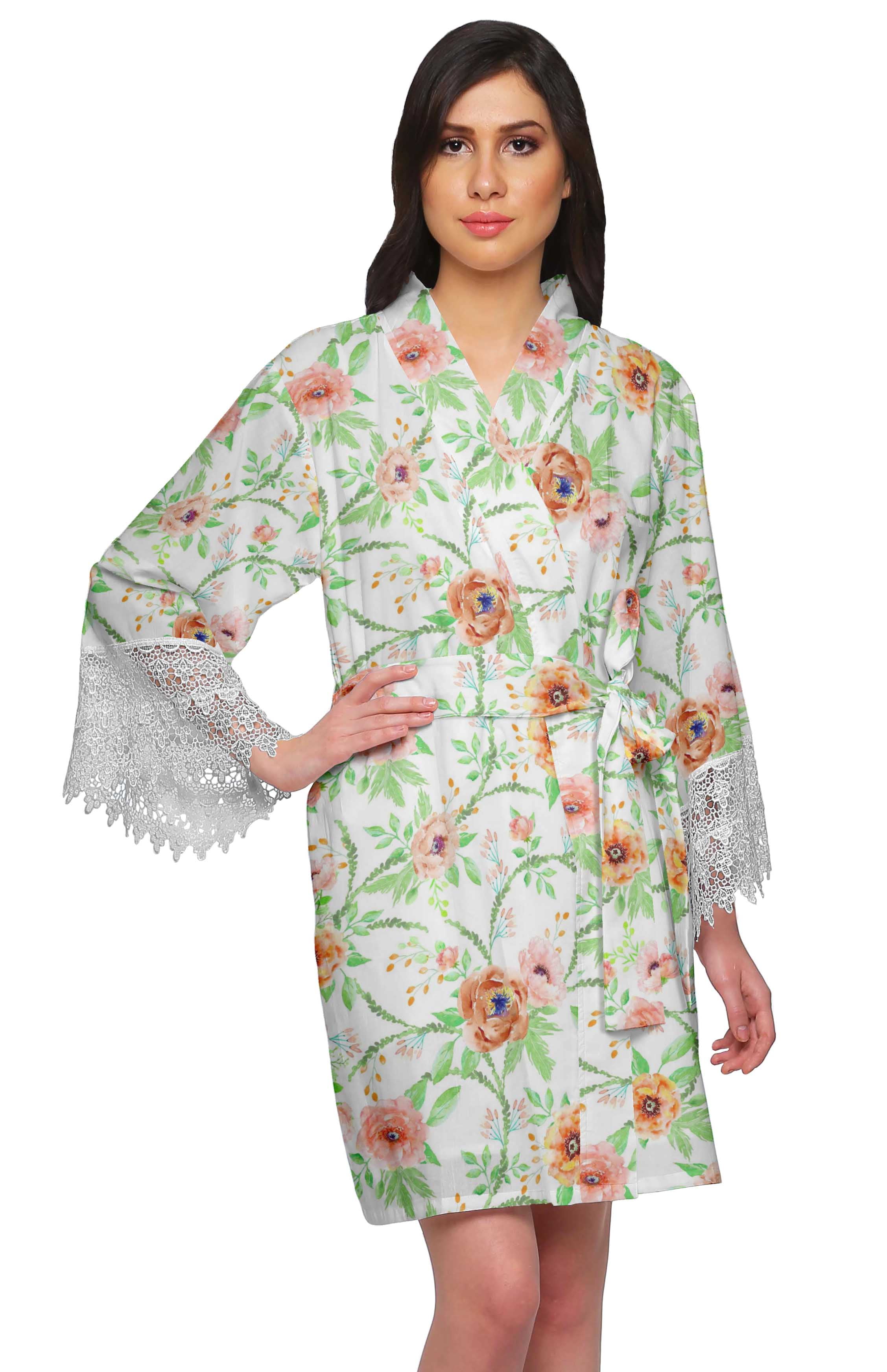 Moomaya Printed Cotton Robes For Women Plus Size Kimono Robe Short ...