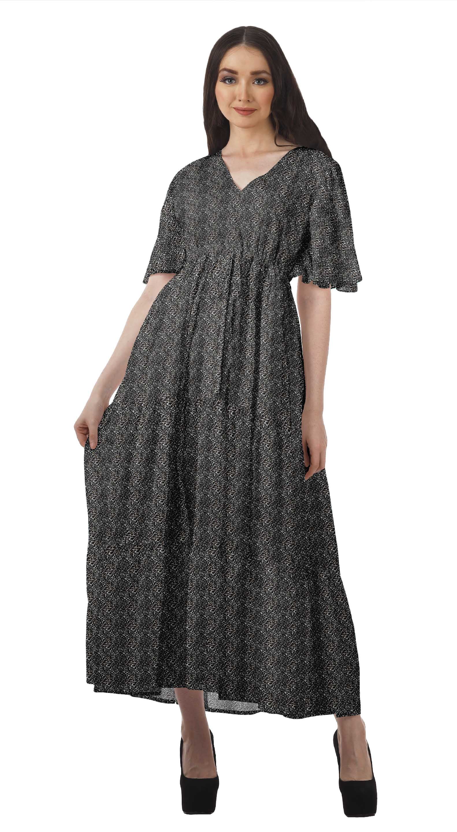 Moomaya Short Sleeve Tunic Womens Cocktail Dresses Printed Cotton Slub ...