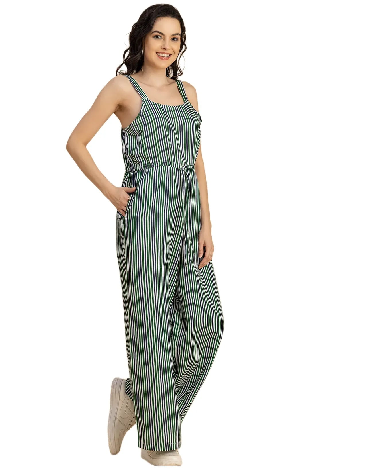 Moomaya Shoulder Straps Full Leg Cotton Jumpsuit - Women's Summer ...