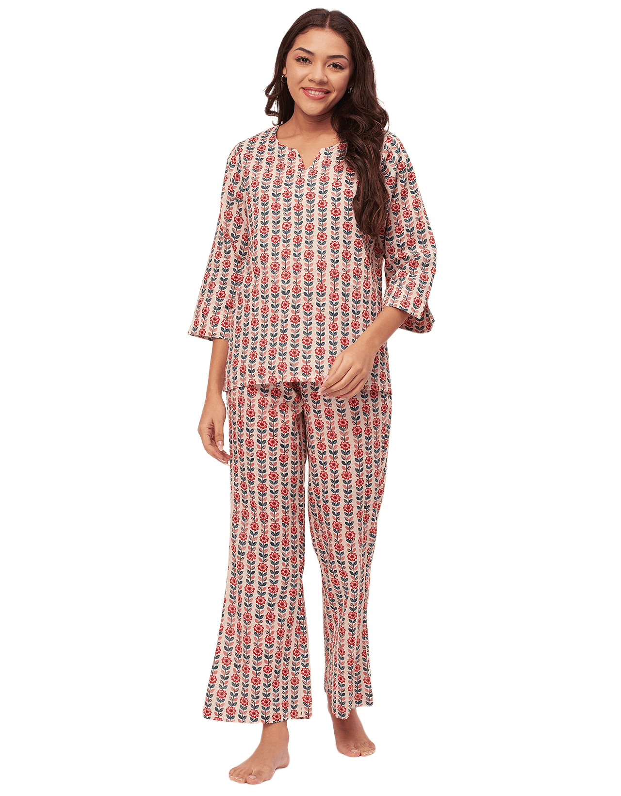 Moomaya Sleepwear, Printed Night Suit For Women, Cotton Kurta Pajama ...