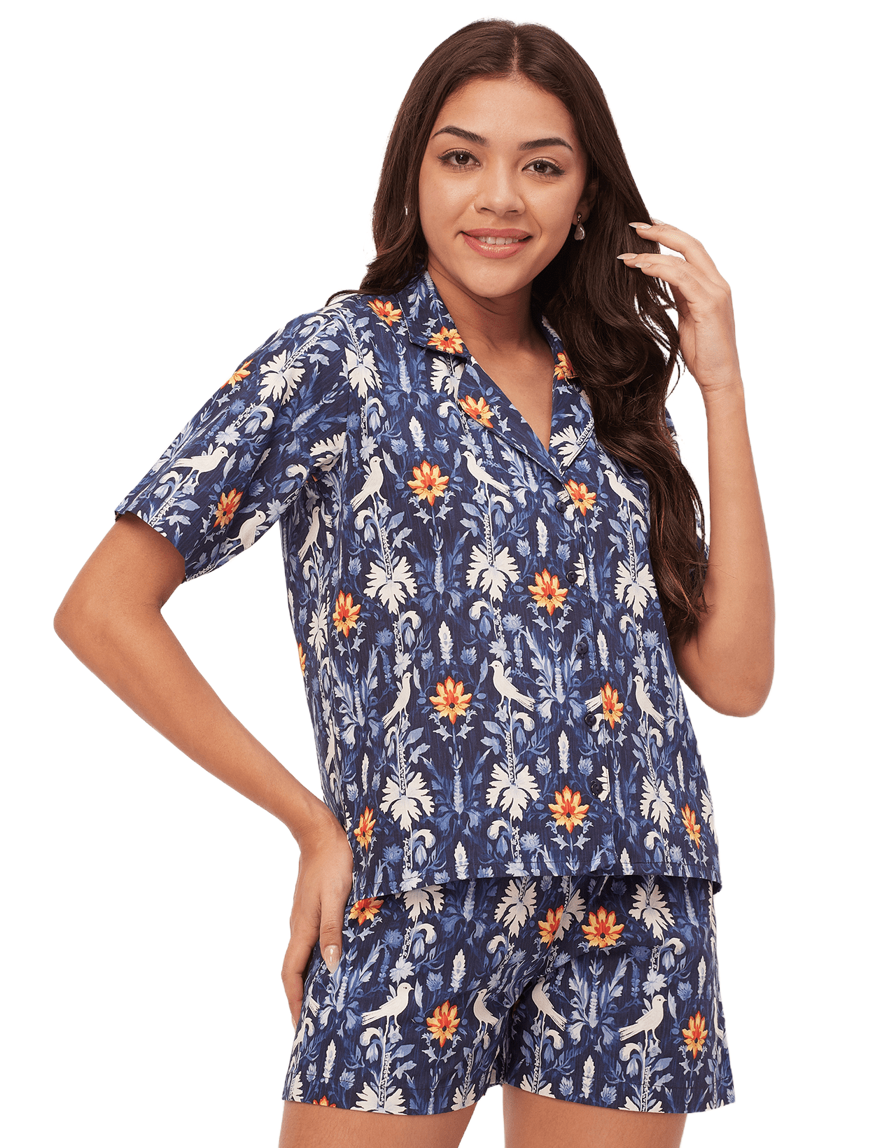 Moomaya Sleepwear, Shirt & Shorts Night Suit Set, Printed Cotton Pjs ...