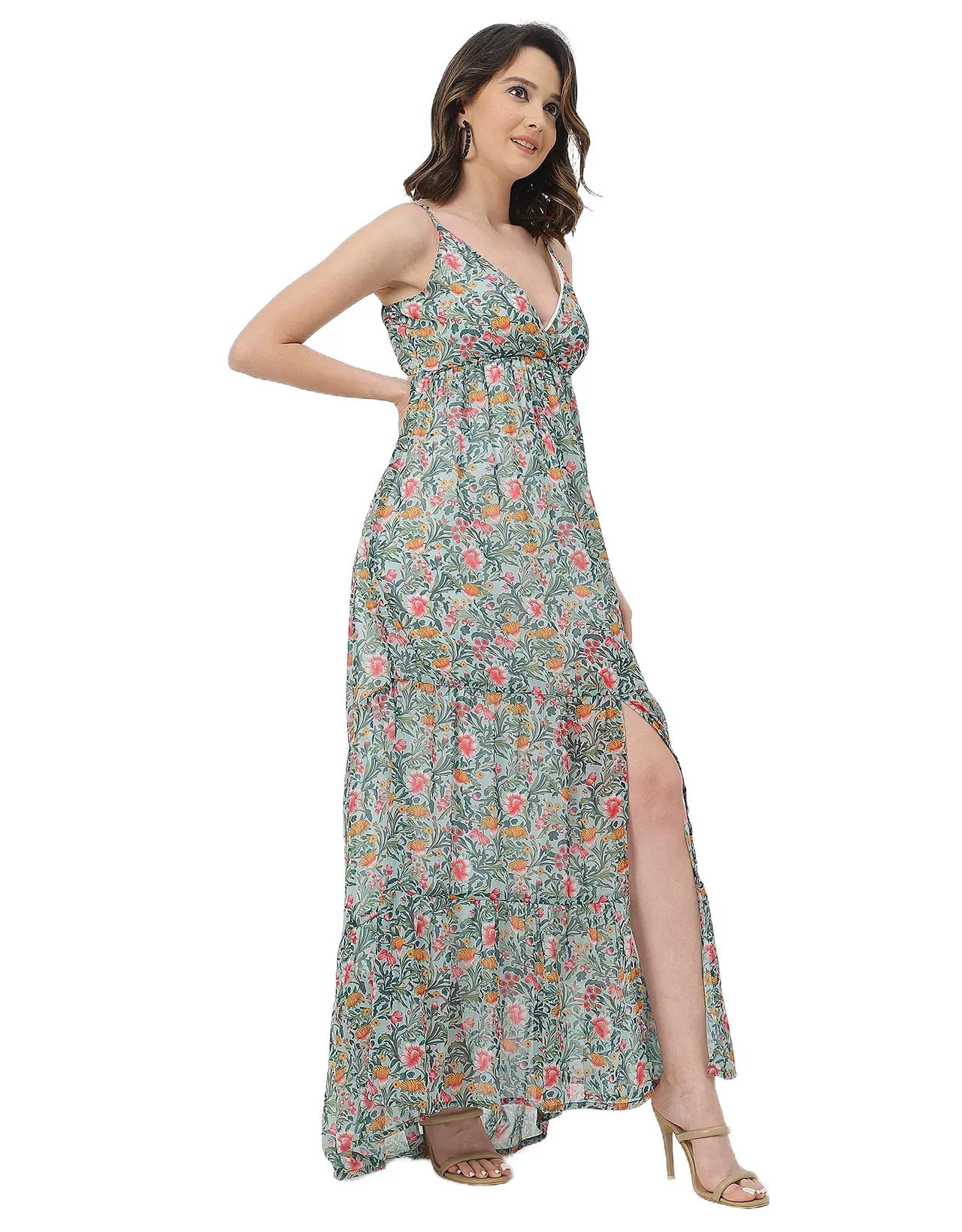 Moomaya Sleeveless V Neck A-Line Printed Dress - Women's Boho A-Line ...