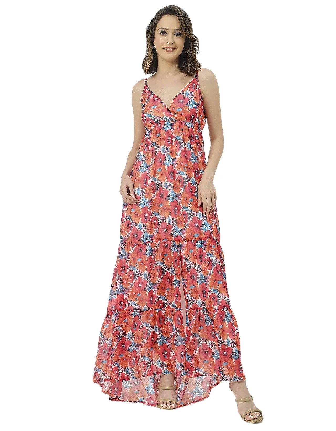 Moomaya Sleeveless V Neck A-Line Printed Dress - Women's Boho A-Line ...