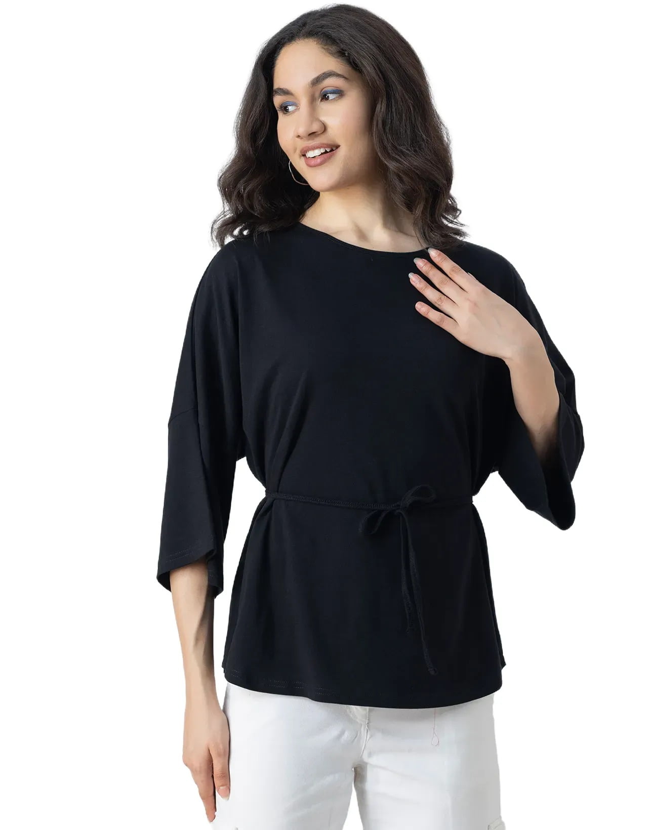 Moomaya Solid Long Length Top, Women Summer Tee, Casual Cotton Tshirt ...