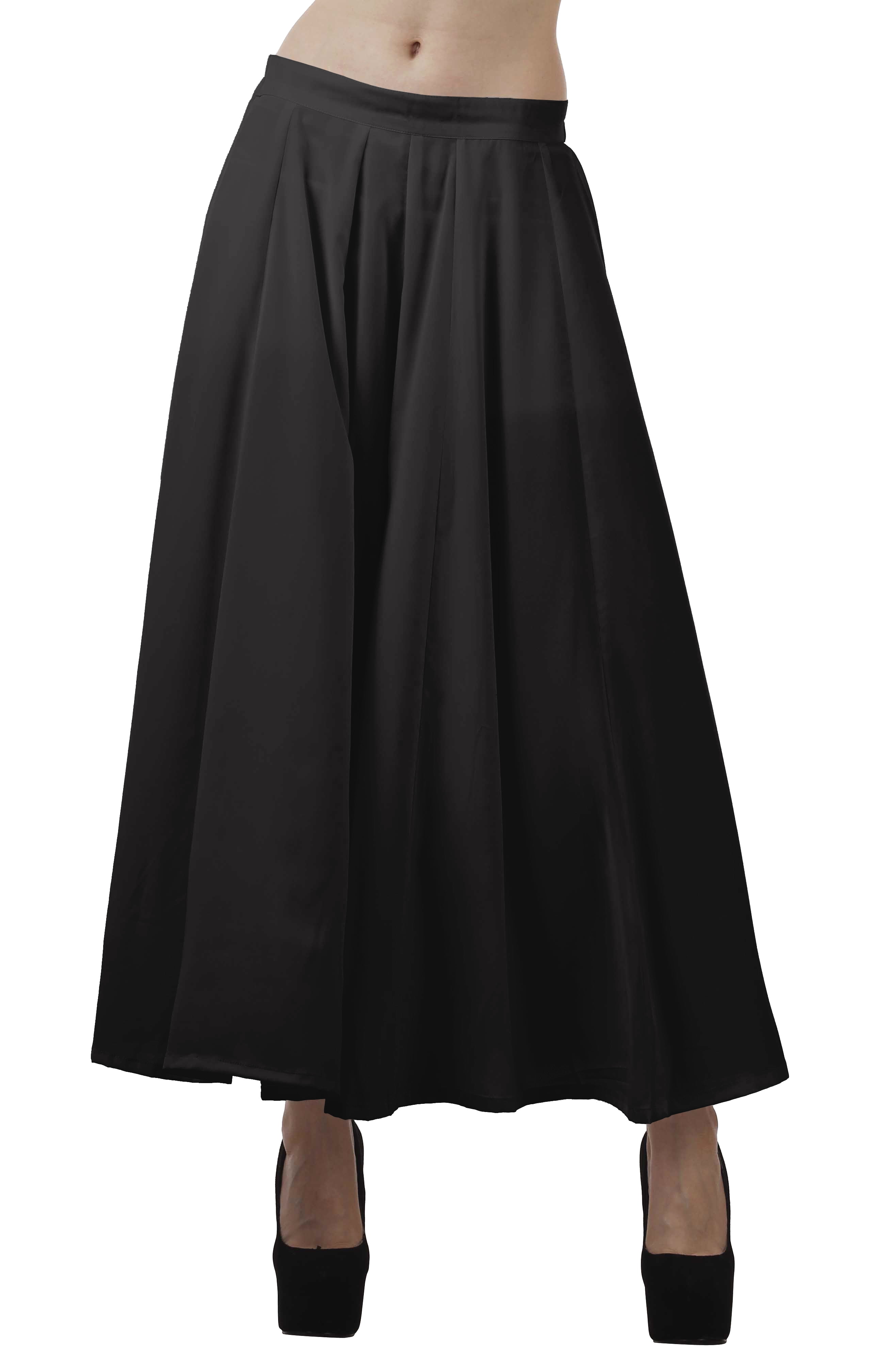 Moomaya WoMen's Flair Wide Leg Plazzo Pants Solid Color Elastic Waist ...