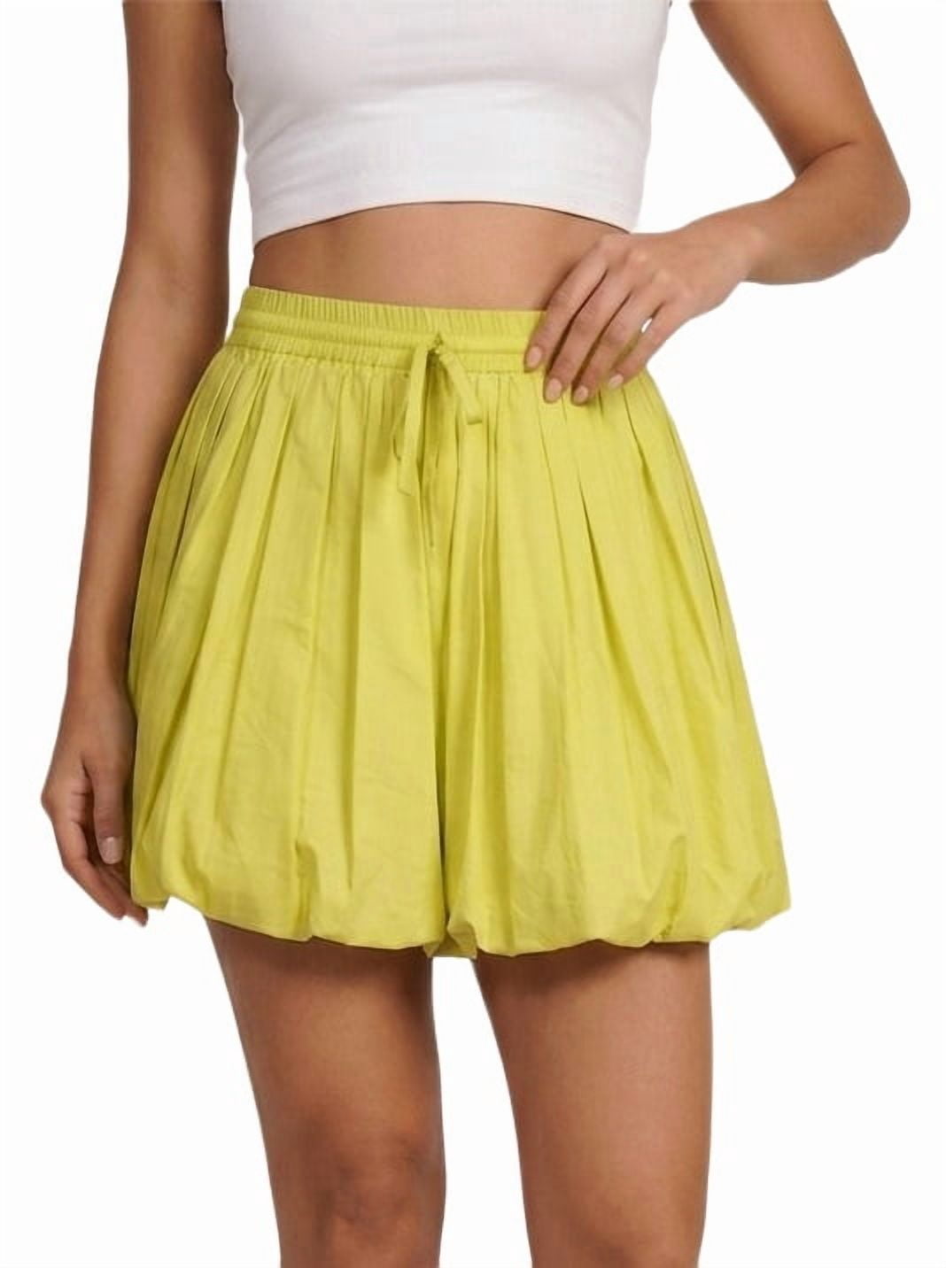 Moomaya Women’s Cotton Bubble Mini Skirt | High Rise Elastic Waist with ...