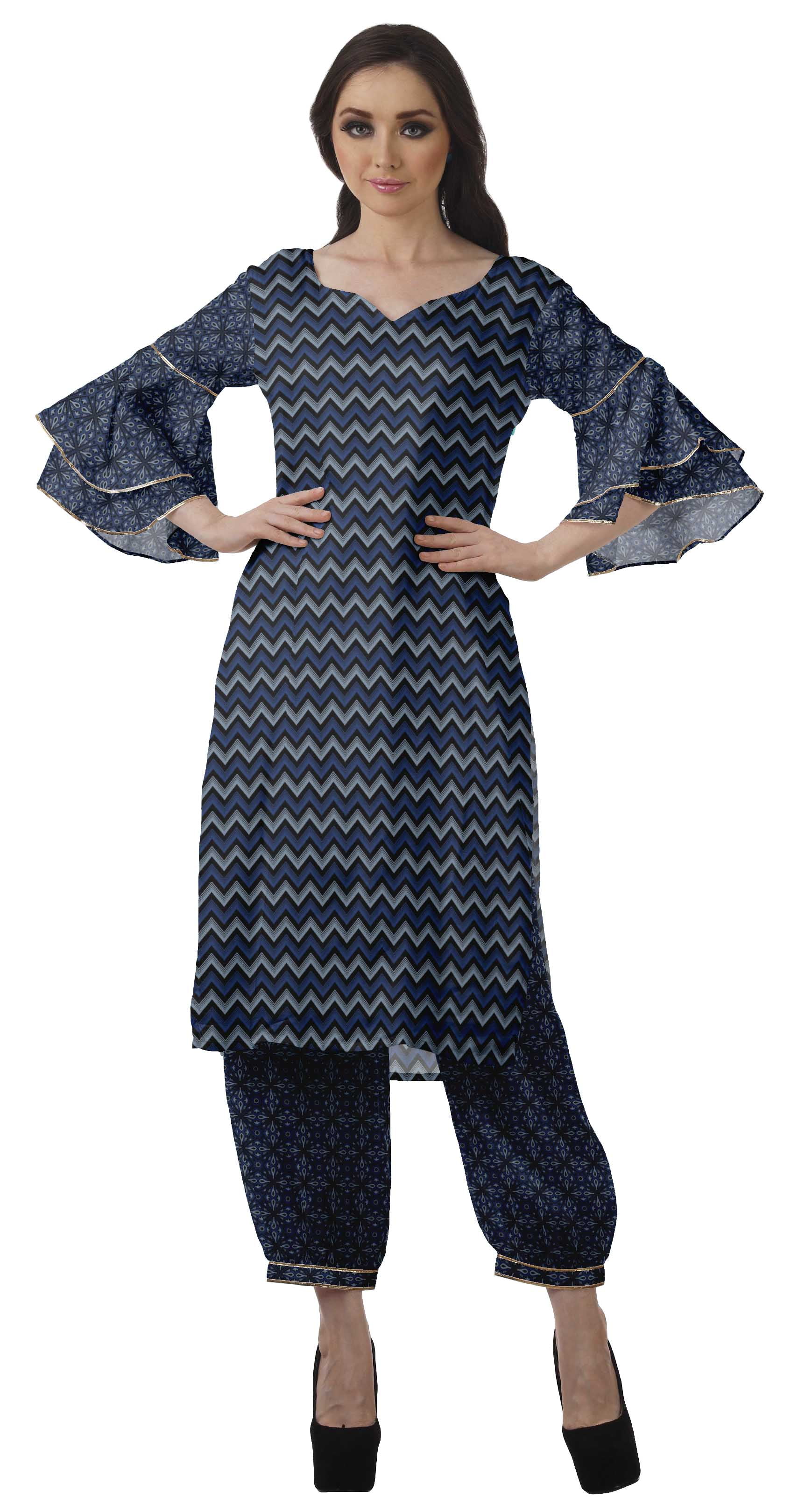 Moomaya Women's Printed Indian Ethnic Clothing Set-Printed Kurta w ...