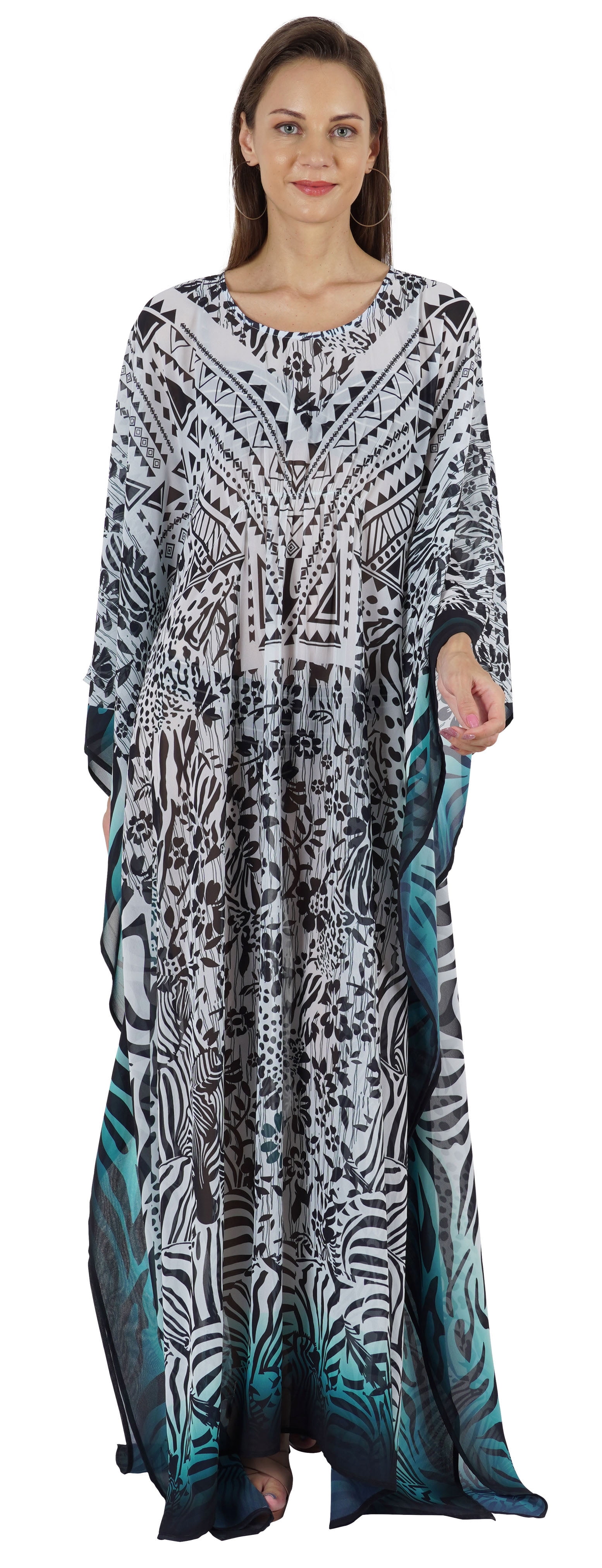 Moomaya Women's Sexy Swimsuit Cover Up Caftan Kimono Sleeve Beachwear ...