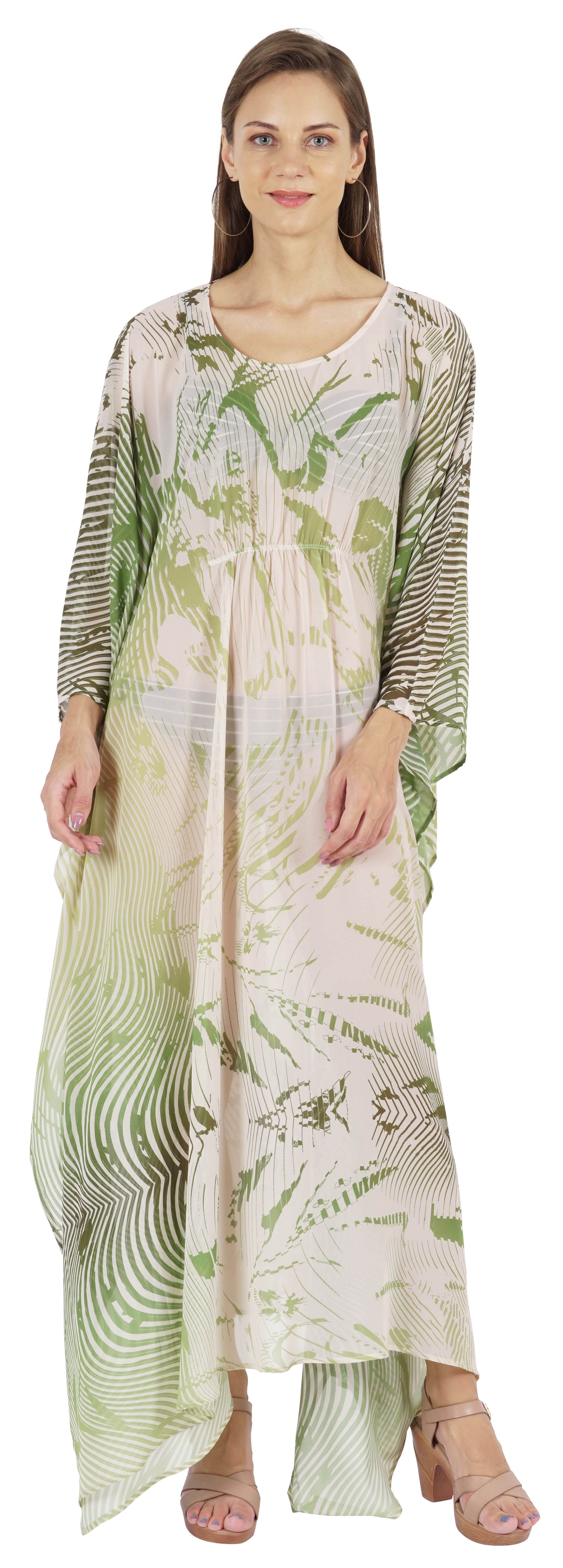 Moomaya Women's Sexy Swimsuit Cover Up Caftan Kimono Sleeve Beachwear ...