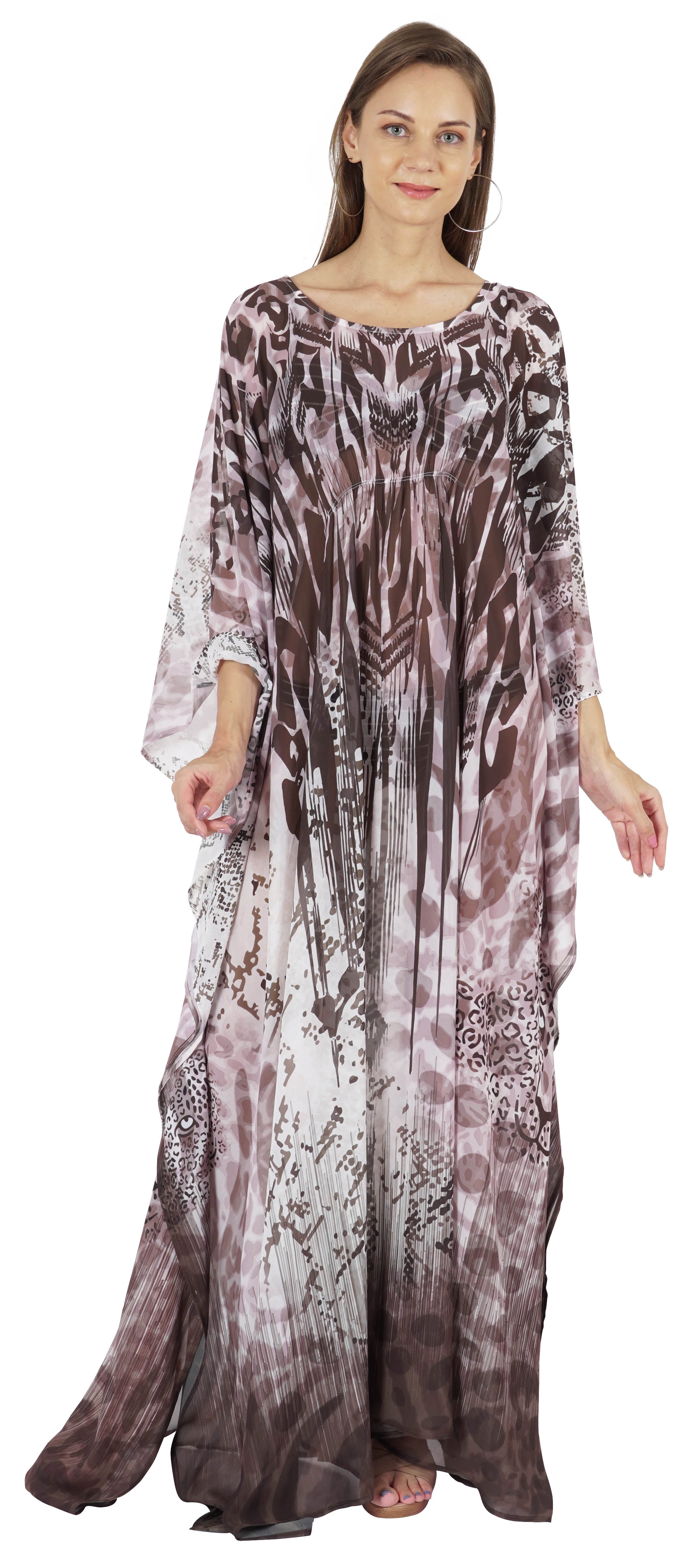 Moomaya Women's Sexy Swimsuit Cover Up Caftan Kimono Sleeve Beachwear ...