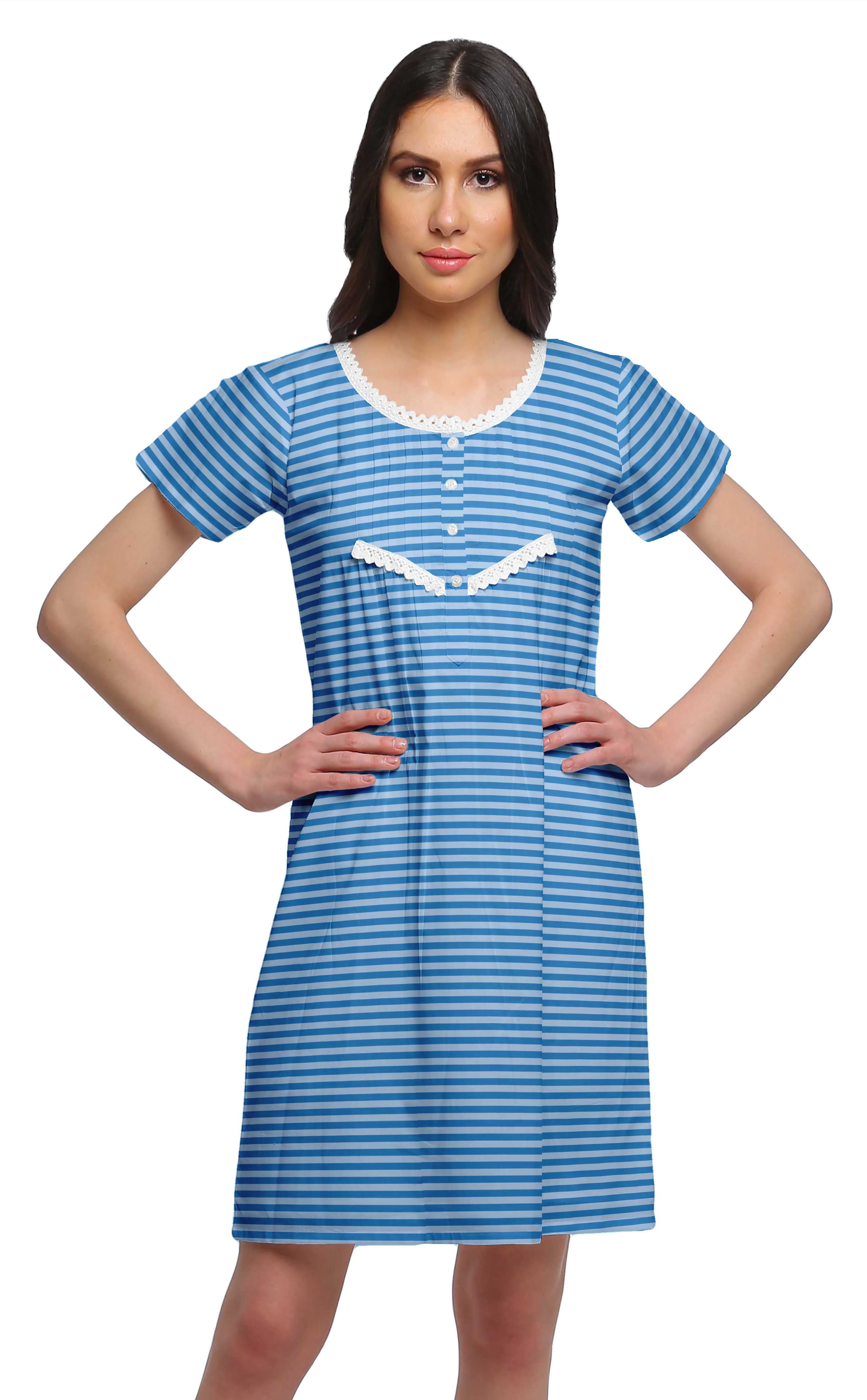 Moomaya Womens Button Placket Nursing Nightwear Printed Nightdress For ...