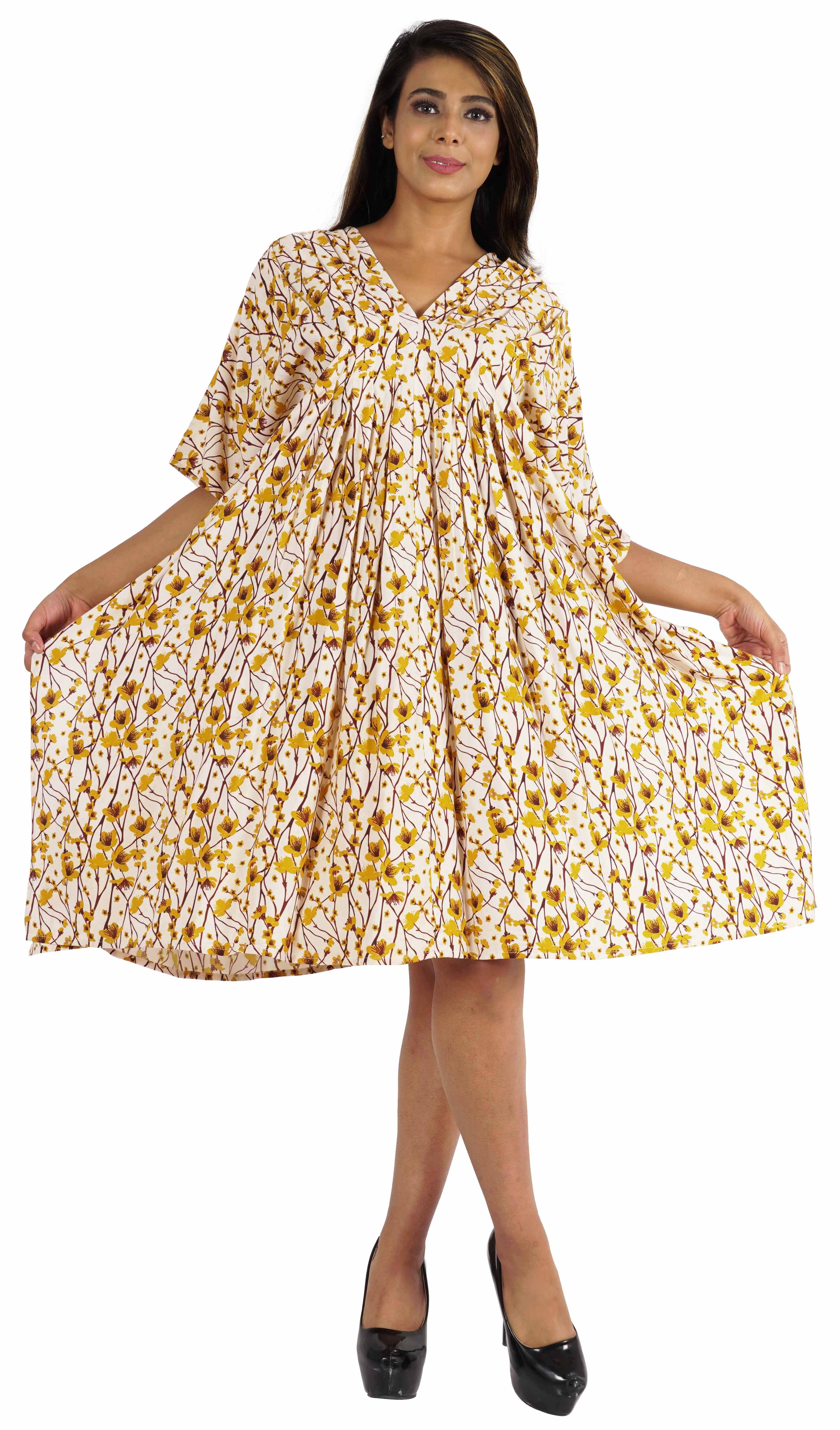 Moomaya Womens Short Kaftan Cover Up Night Dress Kaftan Gown Kimono ...