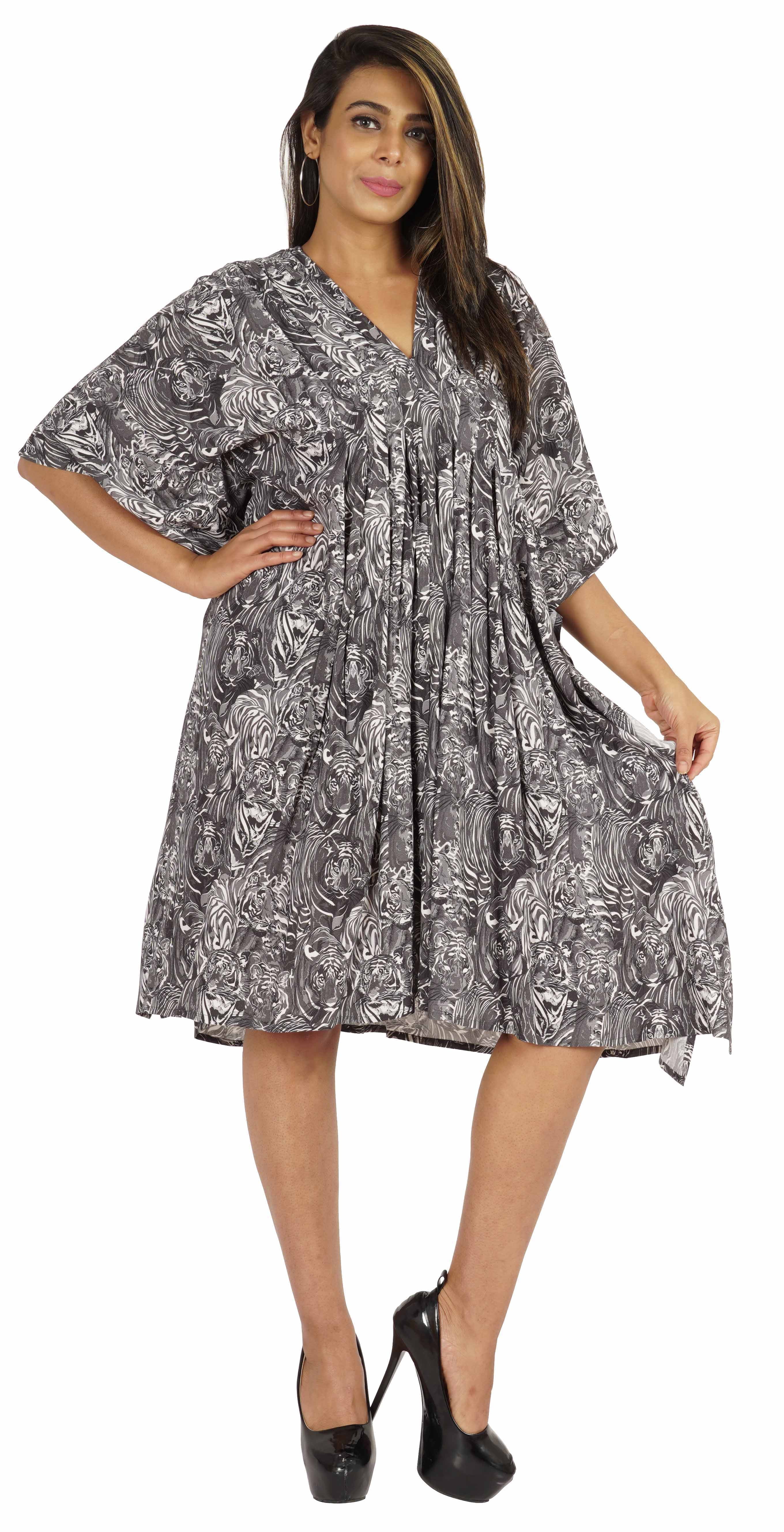 Moomaya Womens Short Kaftan Cover Up Night Dress Kaftan Gown Kimono ...