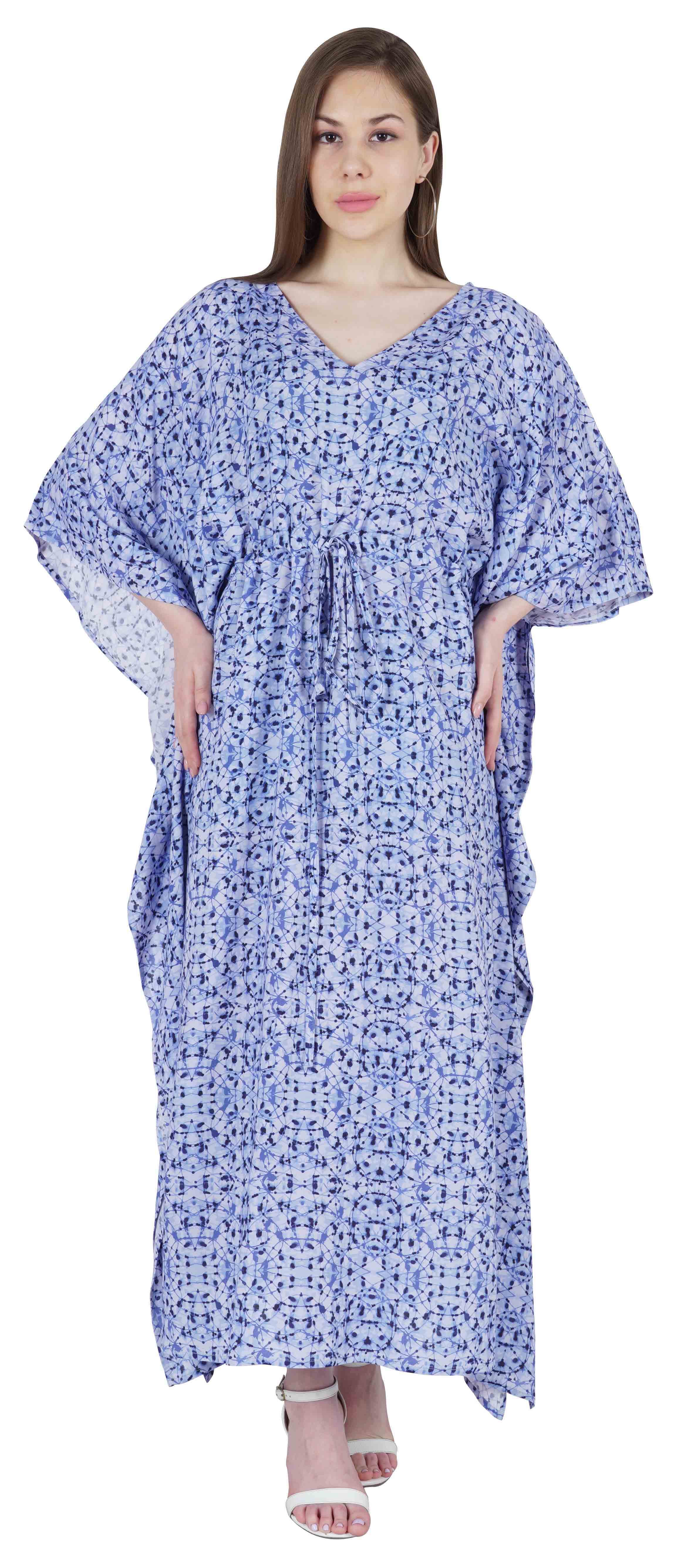 Moomaya Womens Sleep Kaftan V-Neck Cover Up Long Caftan Maxi Dress ...