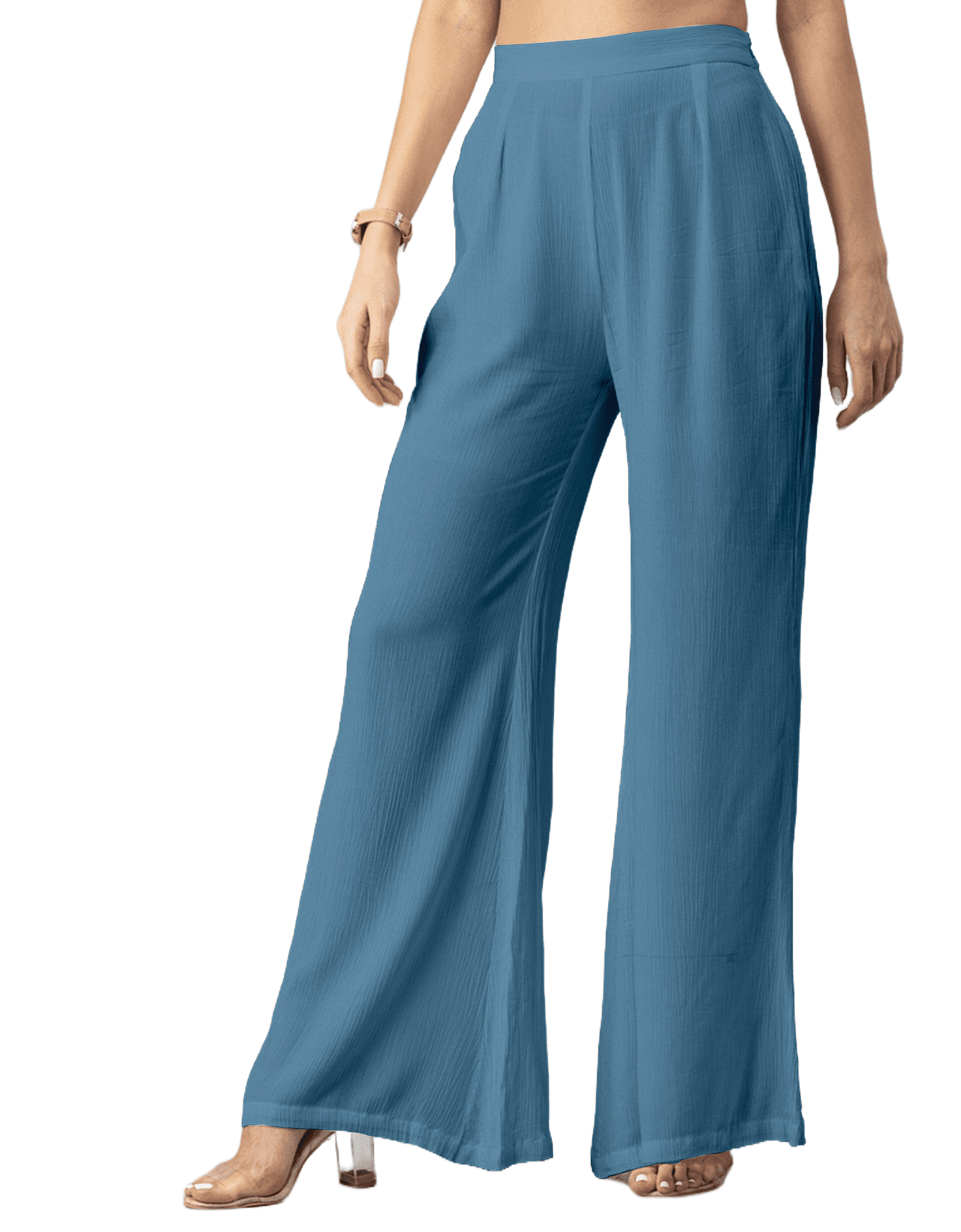 Moomaya Womens Solid Palazzo Pants, High Waist Ankle Length Wide Leg ...