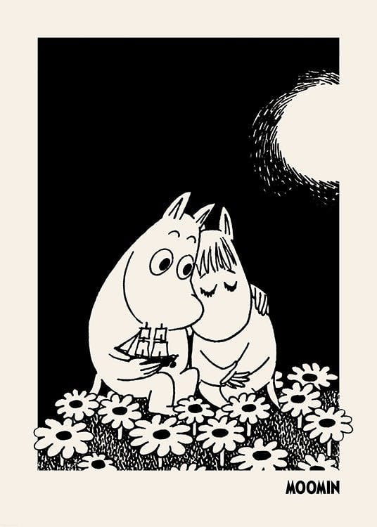 Moomin - In Love Print Wall Art, Modern Wall Decor For Living Room ...