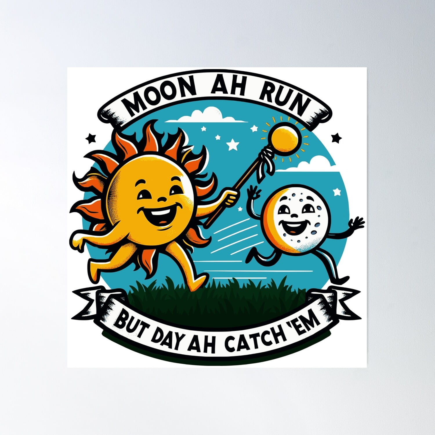 Moon Ah Run Poster Wall Art, Modern Wall Decor, 24x24 UNFRAMED ...