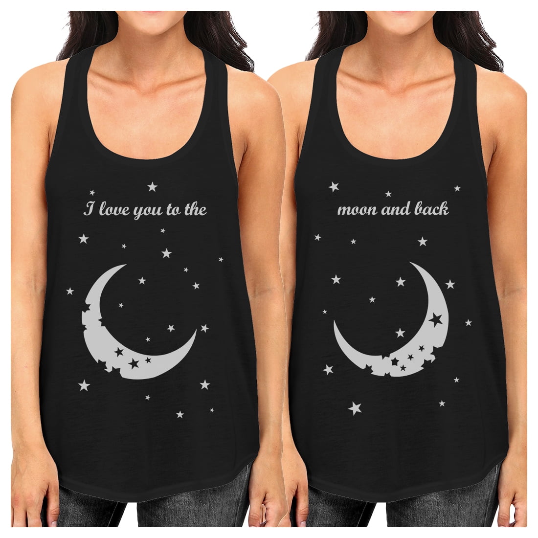Moon And Back Best Friend Gift Shirts Womens Funny Graphic Tanks ...