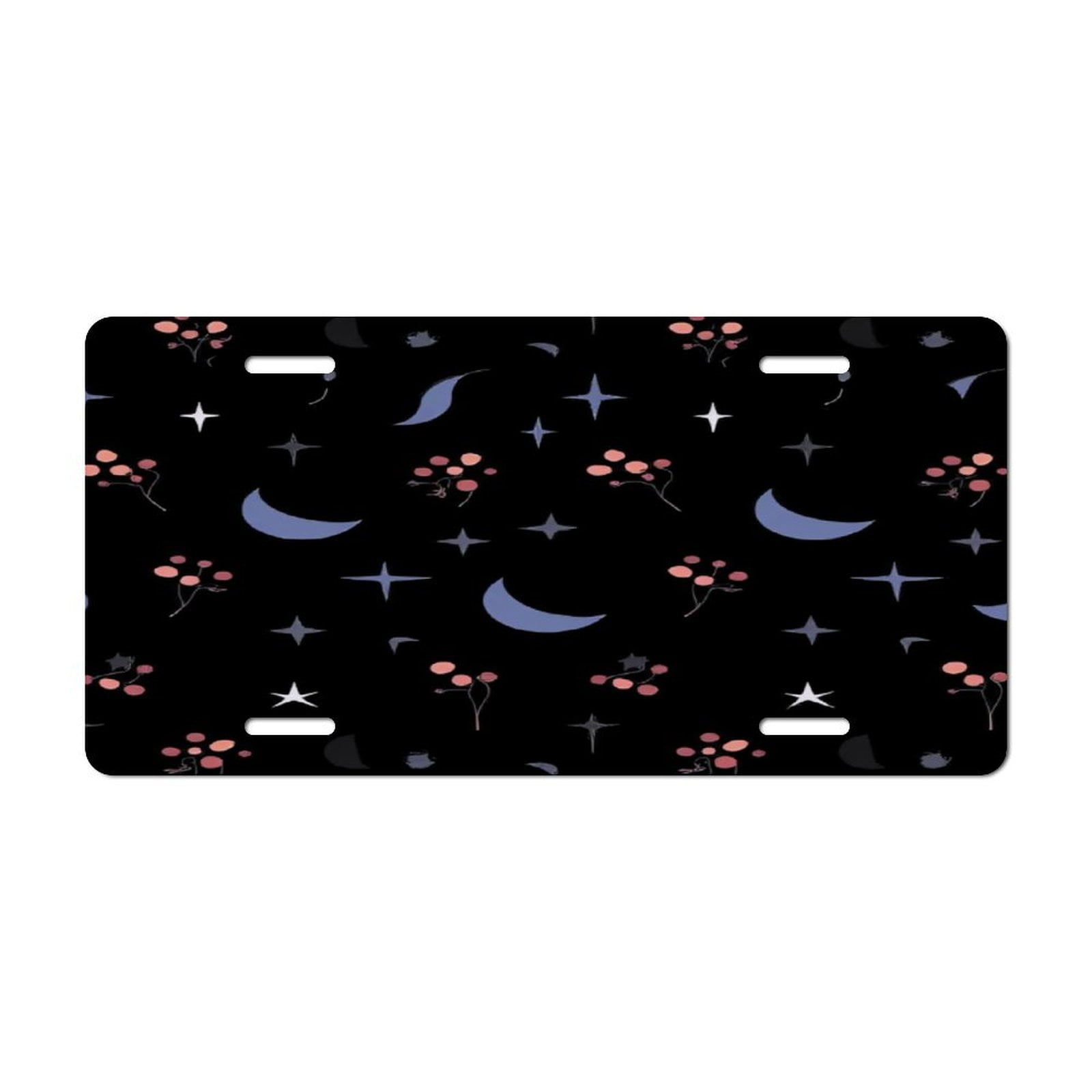 Moon And Berries Night Pattern License Plate Lightweight Aluminum ...