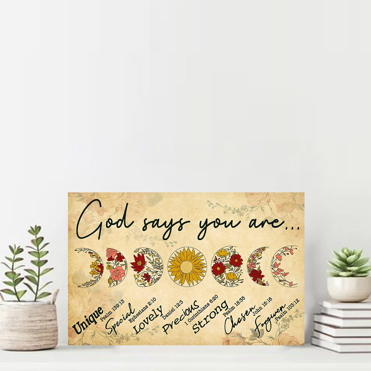 Moon And Flower God Says You Are Hippie Poster 24 x 36 Inch Poster ...