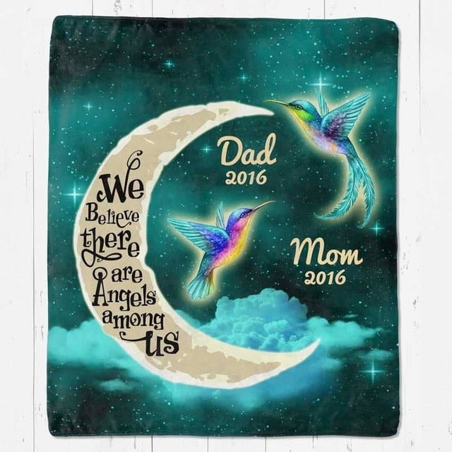 Moon And Hummingbirds Memorial Personalized Fleece Blanket - Walmart.com