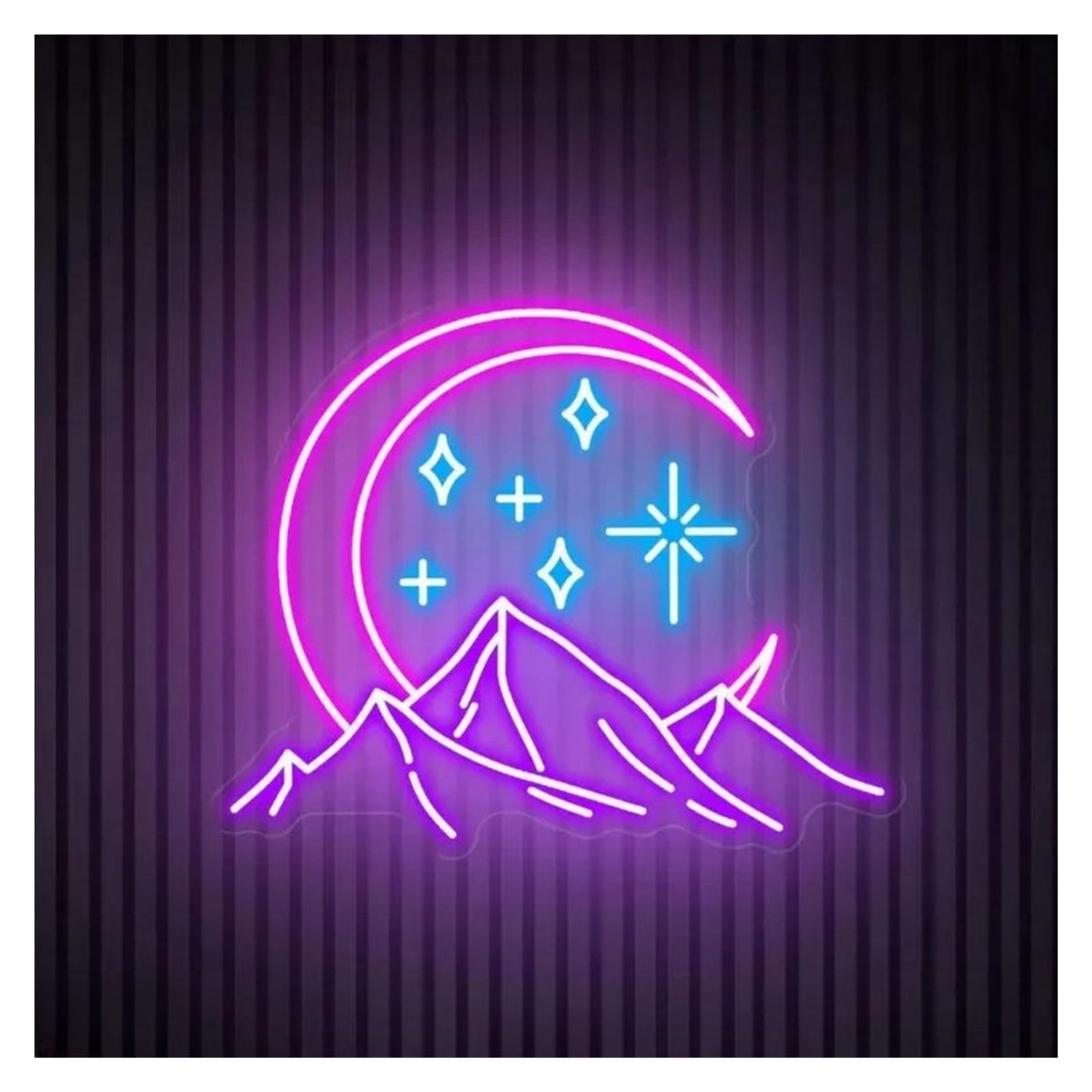 Moon And Stars Neon Sign USB Powered Adjustable Brightness Moon And ...