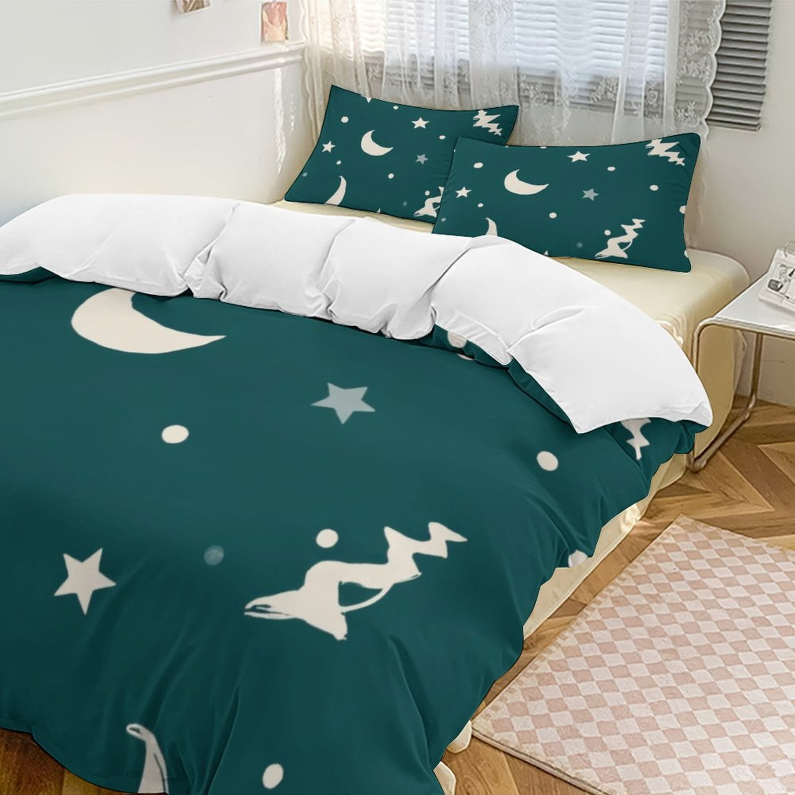 Moon And Stars Night Pattern 3D Duvet Cover Set Quilt Cover Theme of ...