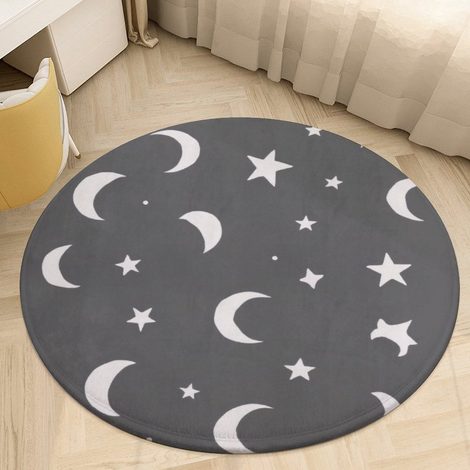 Moon And Stars Pattern Round Area Rugs for Bedroom Living Room, 3FT ...